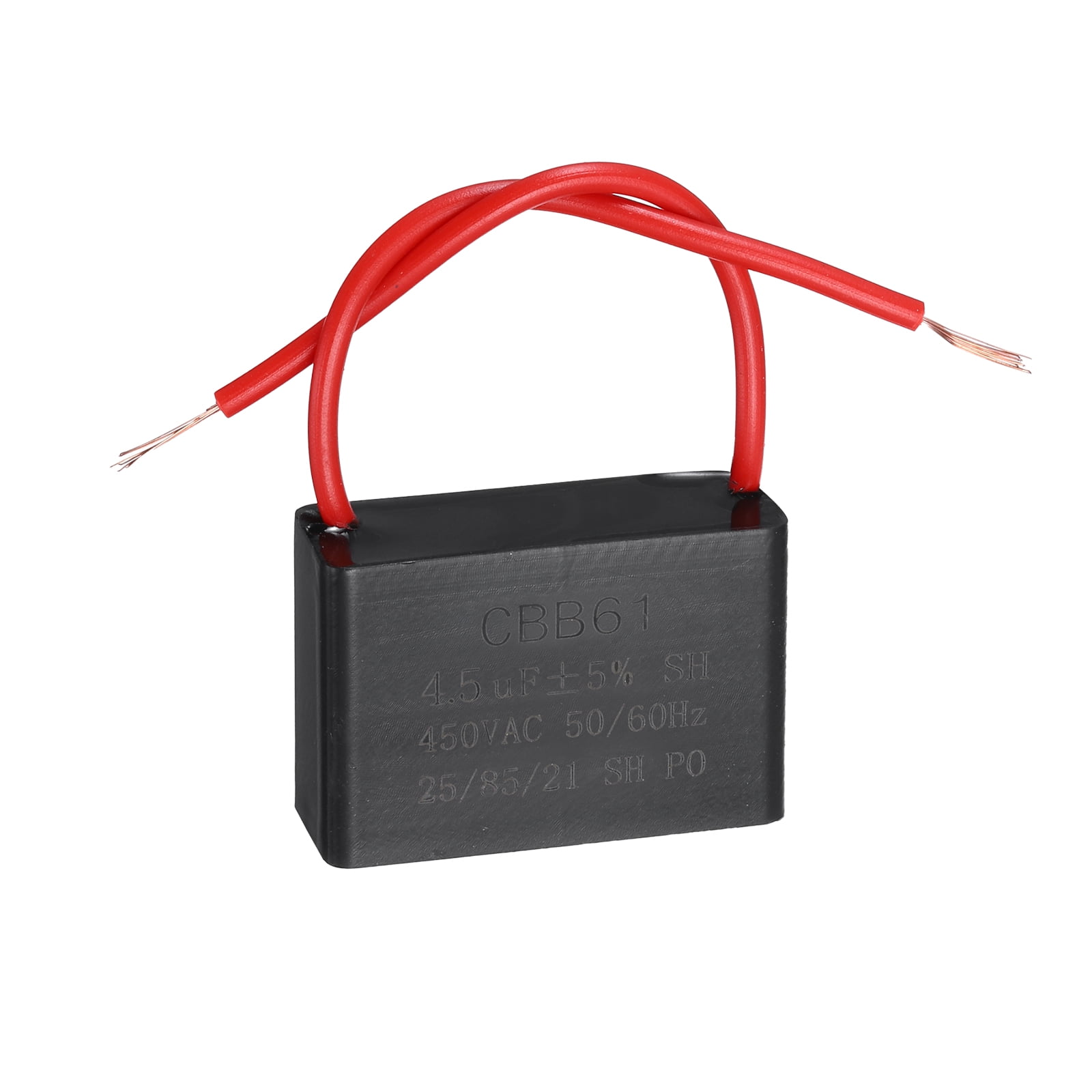 Uxcell CBB61 Ceiling Fan Capacitor, 4.5uF 450V AC 2 Wires Ceiling Fan ...