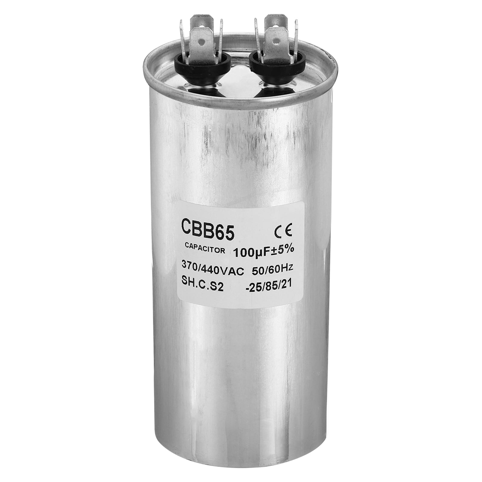 Uxcell CBB65 100uF Run Capacitor,100mfd 1Pcs AC 370/440V Aluminum Case with 2 Terminal - Walmart.com