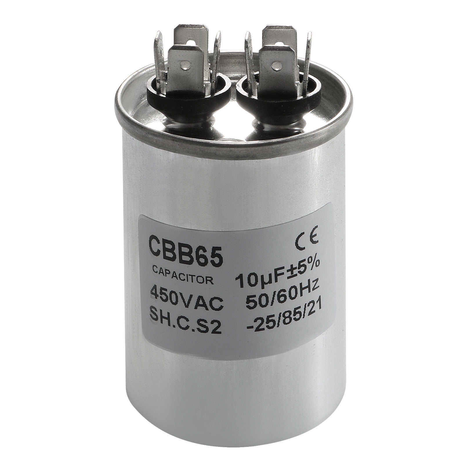 Uxcell CBB65 10uF Run Capacitor,10mfd 1Pcs AC 450V Aluminum Case with 2 Terminal - Walmart.com