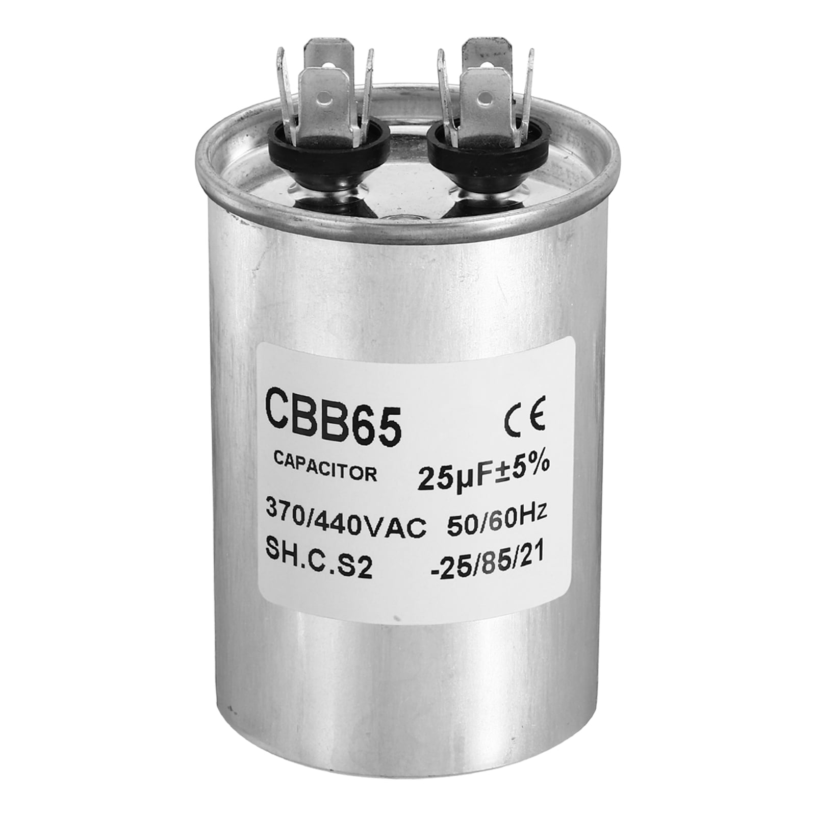 Uxcell CBB65 25uF Run Capacitor,25mfd 1Pcs AC 370/440V Aluminum Case with 2 Terminal - Walmart.com