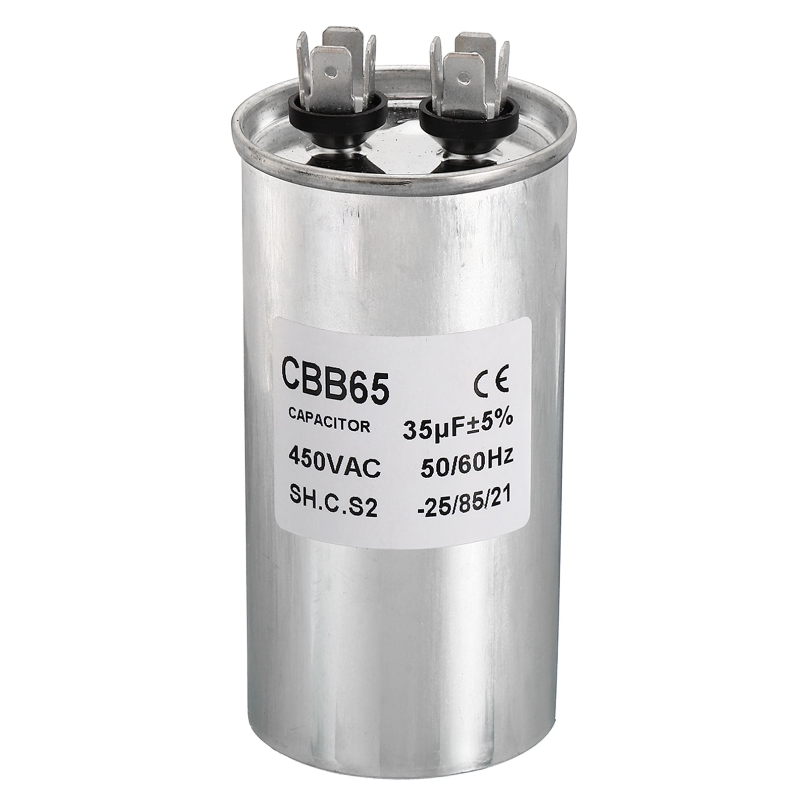 Uxcell CBB65 35uF Run Capacitor,35mfd 1Pcs AC 450V Aluminum Case with 2 Terminal - Walmart.com
