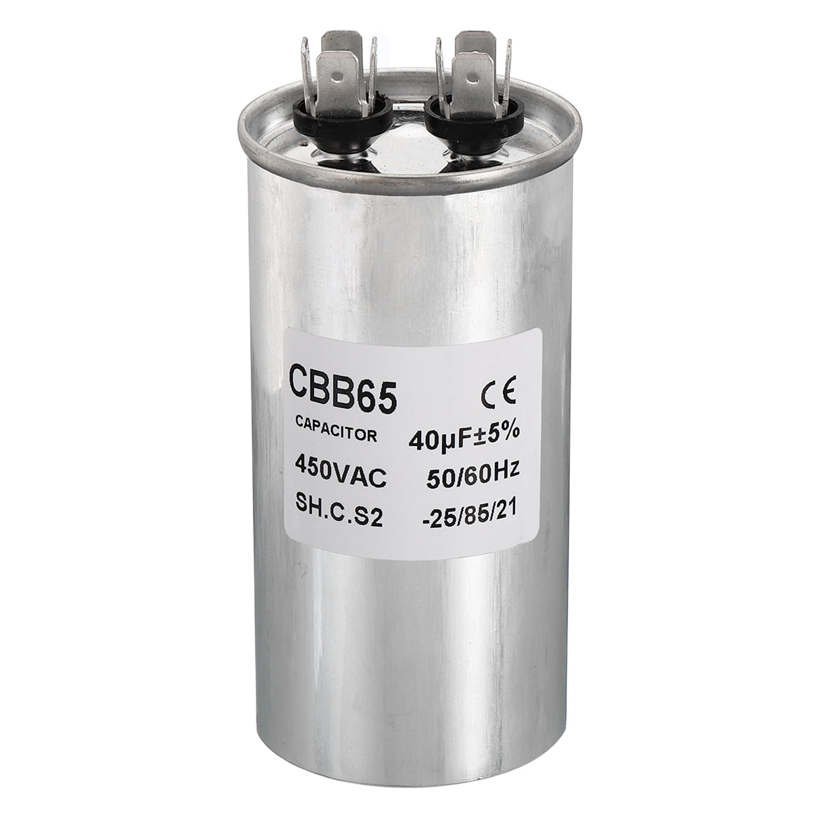 Uxcell CBB65 40uF Run Capacitor,40mfd 1Pcs AC 450V Aluminum Case with 2 ...