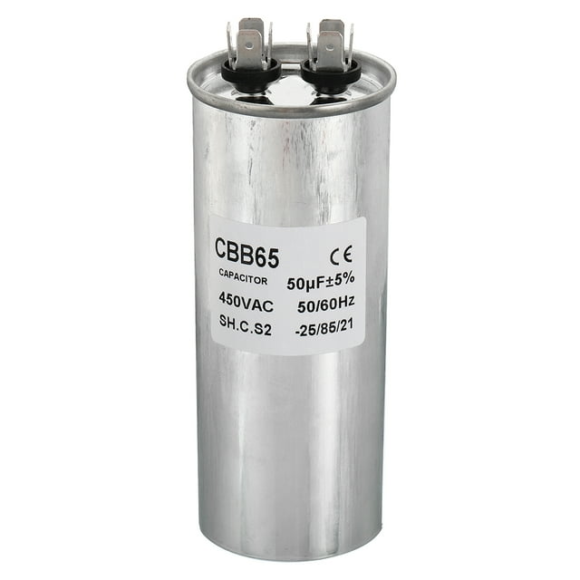Uxcell CBB65 50uF Run Capacitor,50mfd 1Pcs AC 450V Aluminum Case with 2 Terminal - Walmart.com