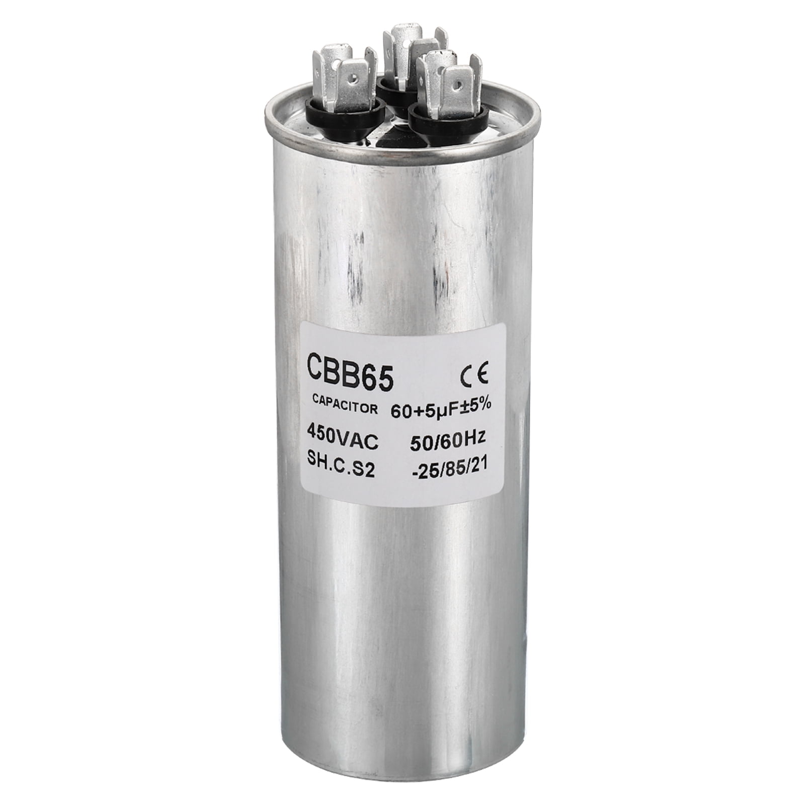 Uxcell CBB65 60+5uF Run Capacitor,60+5mfd 1Pcs AC 450V Aluminum Case with 3 Terminal - Walmart.com