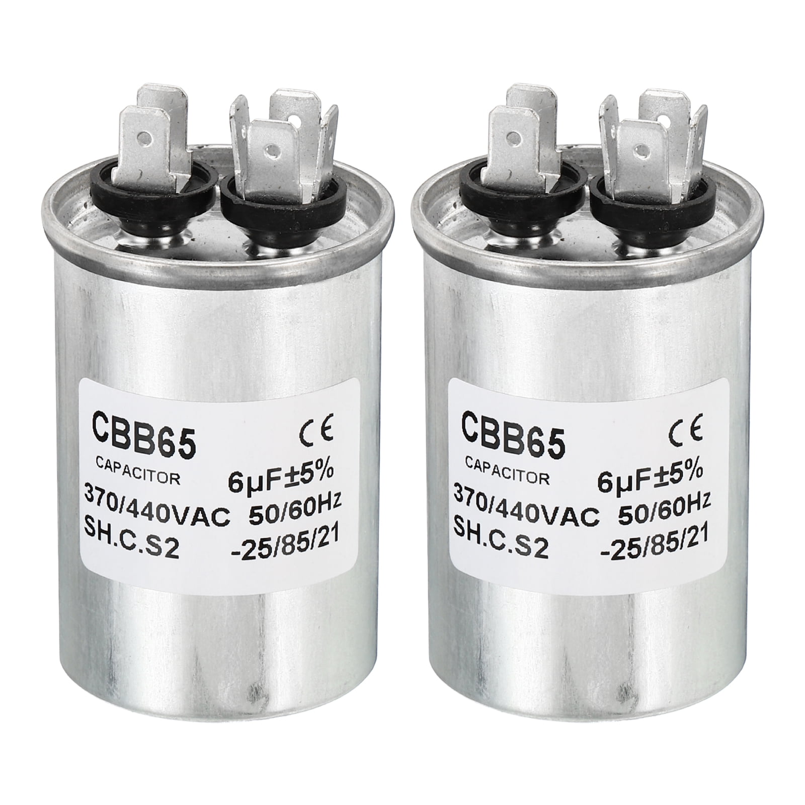 Uxcell CBB65 6uF Run Capacitor,6mfd 2Pcs AC 370/440V Aluminum Case with 2 Terminal - Walmart.com