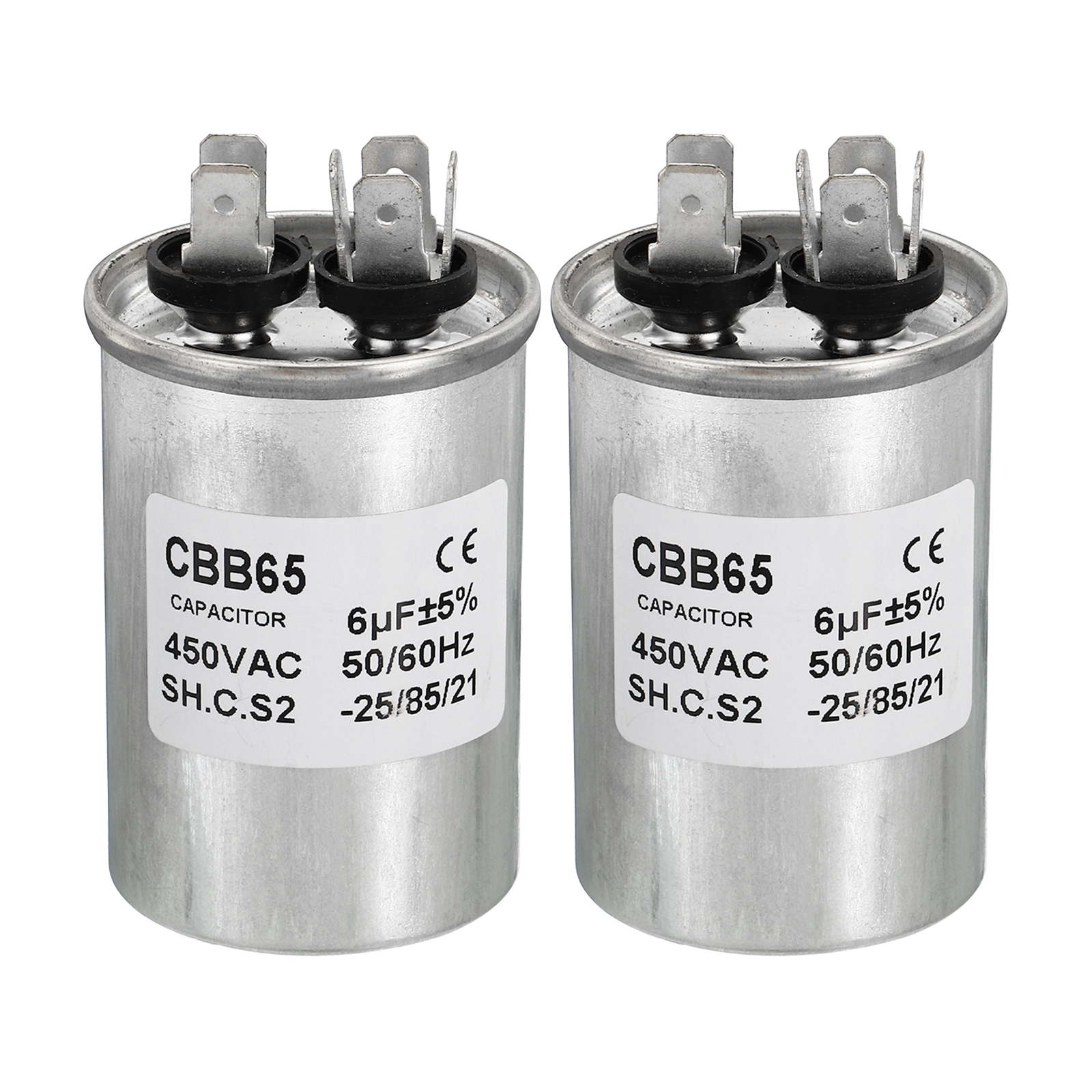 Uxcell CBB65 6uF Run Capacitor,6mfd 2Pcs AC 450V Aluminum Case with 2 Terminal - Walmart.com