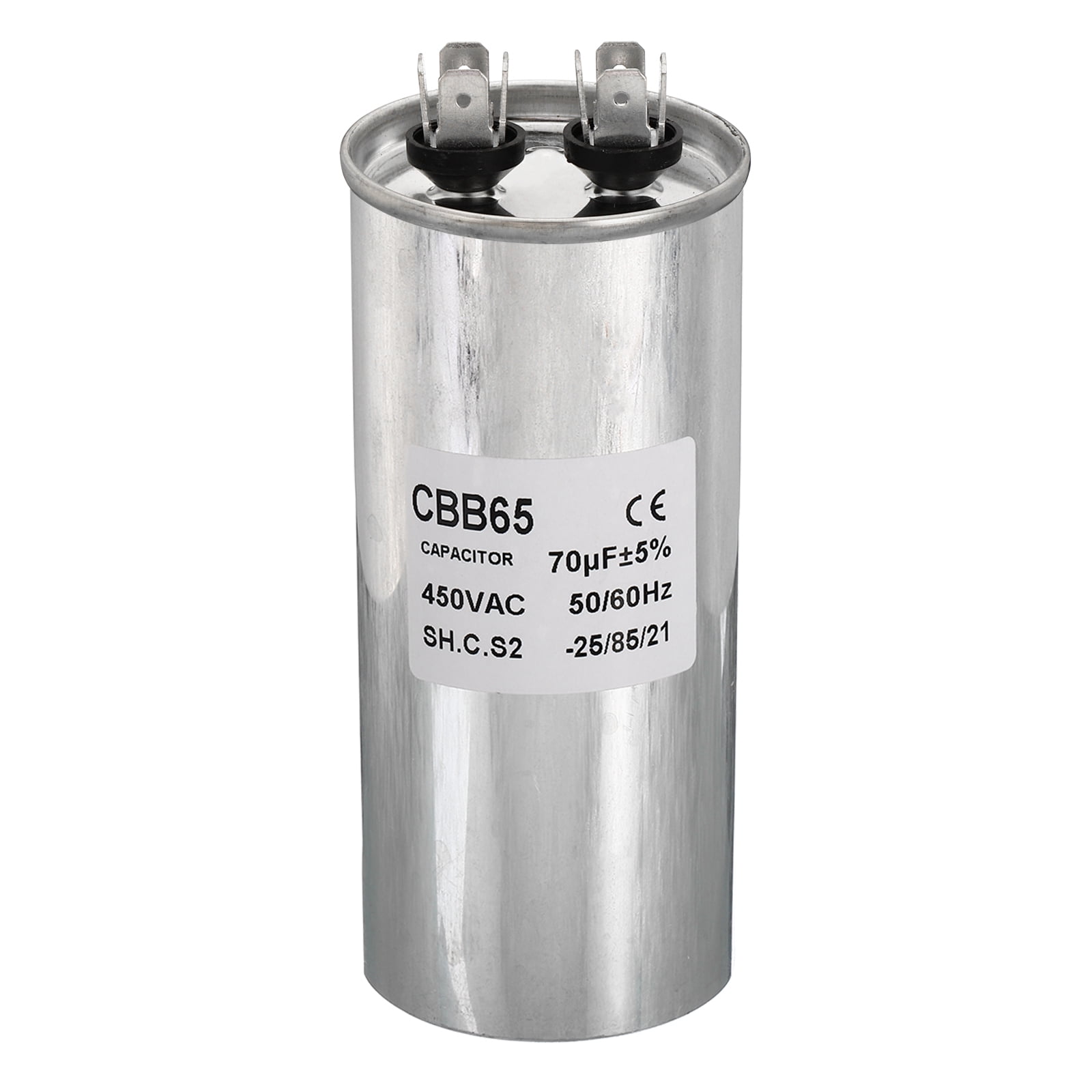 Uxcell CBB65 70uF Run Capacitor,70mfd 1Pcs AC 450V Aluminum Case with 2 Terminal - Walmart.com