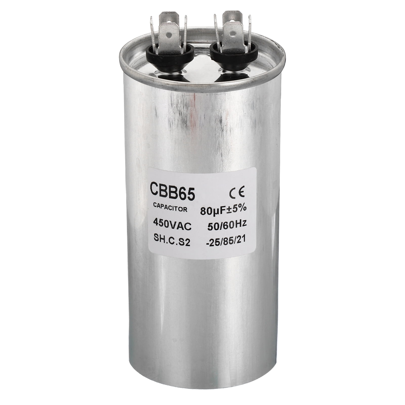 Uxcell CBB65 80uF Run Capacitor,80mfd 1Pcs AC 450V Aluminum Case with 2 Terminal - Walmart.com