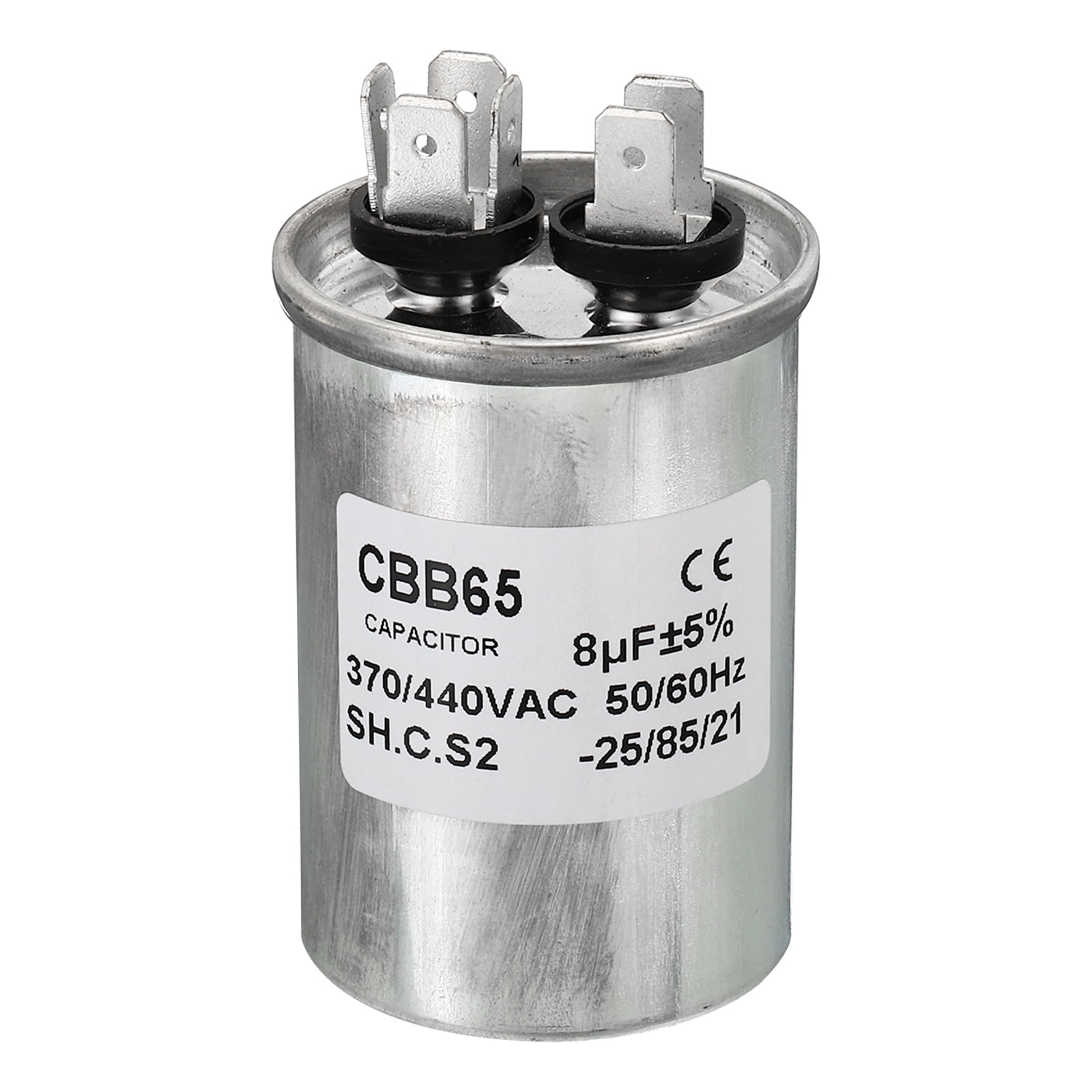 Uxcell CBB65 8uF Run Capacitor,8mfd 1Pcs AC 370/440V Aluminum Case with 2 Terminal - Walmart.com