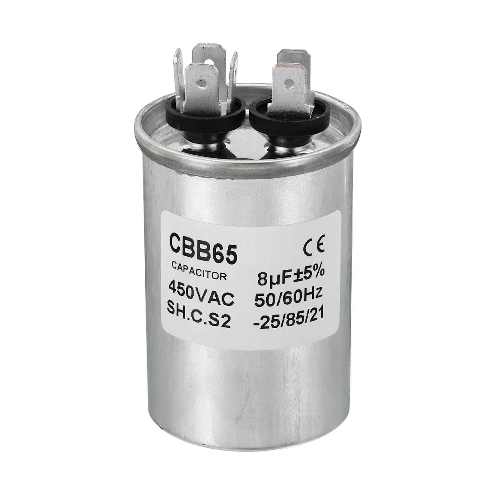 Uxcell CBB65 8uF Run Capacitor,8mfd 1Pcs AC 450V Aluminum Case with 2 ...