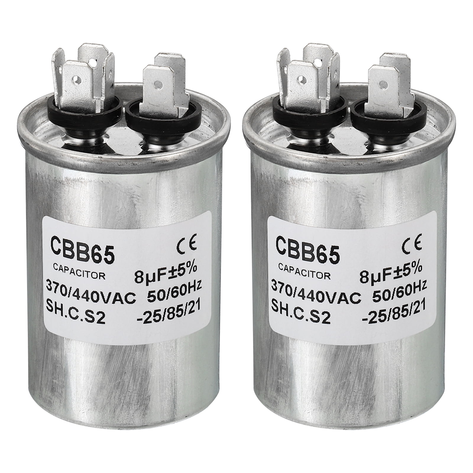 Uxcell CBB65 8uF Run Capacitor,8mfd 2Pcs AC 370/440V Aluminum Case with 2 Terminal - Walmart.com