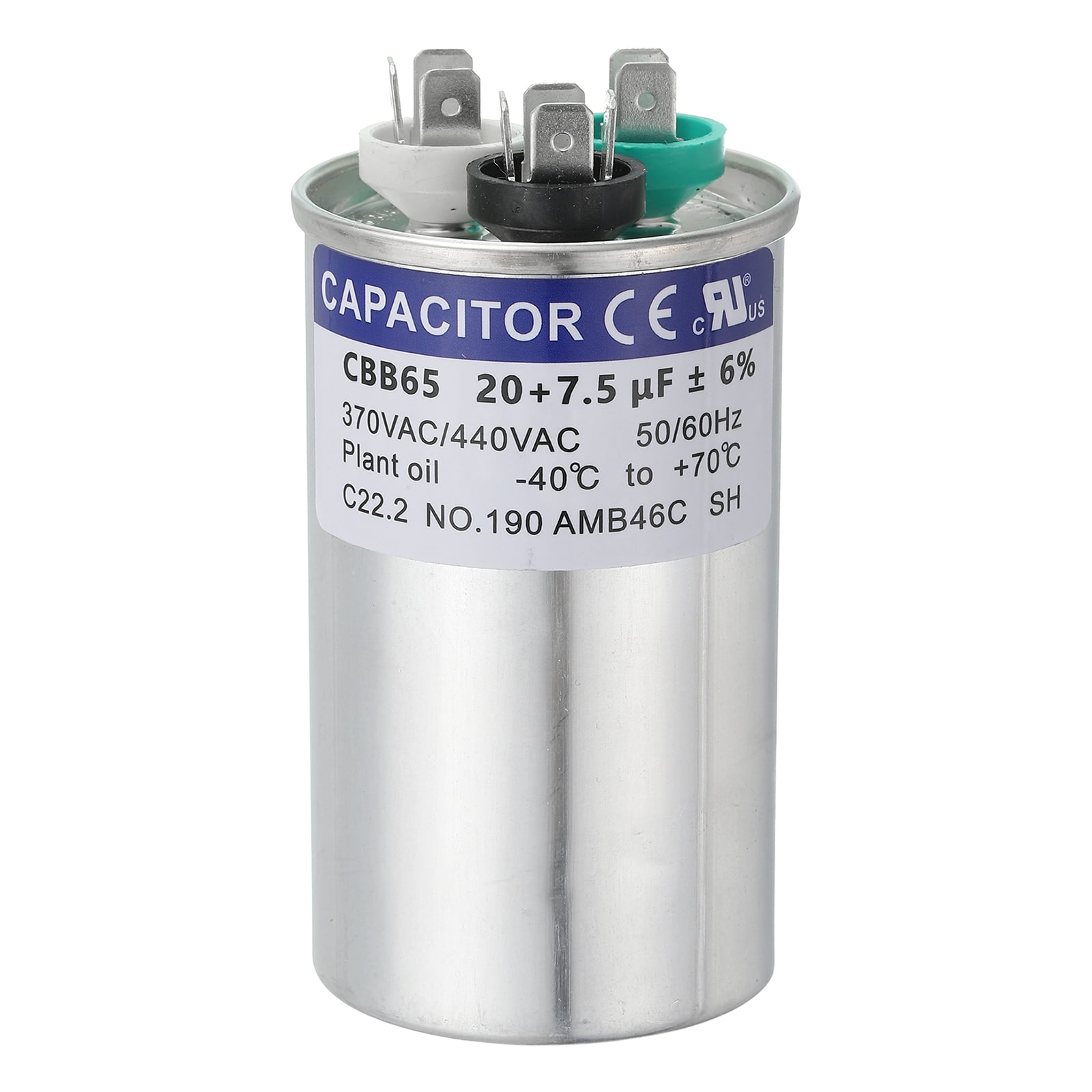 Uxcell CBB65 Capacitor, 20+7.5uF 370-440 VAC 50/60Hz Aluminium CBB65 ...