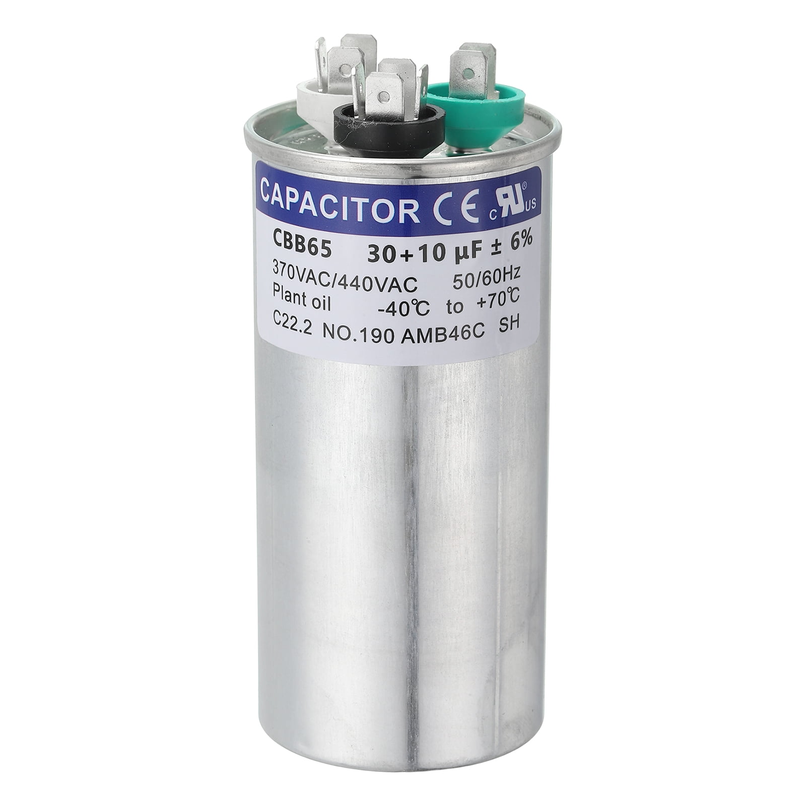 Uxcell CBB65 Capacitor, 30+10uF 370-440 VAC 50/60Hz Aluminium CBB65 Air Conditioner Motor ...