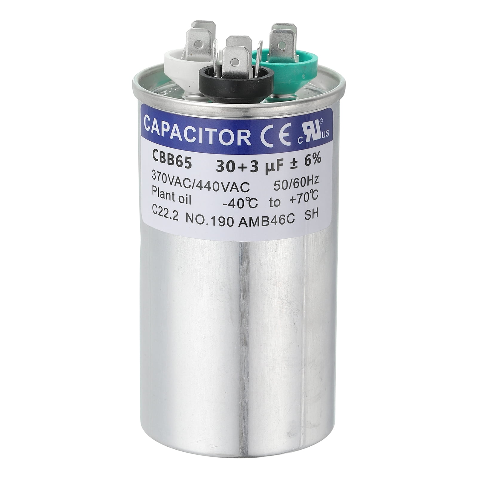 Uxcell CBB65 Capacitor, 30+3uF 370-440 VAC 50/60Hz Aluminium CBB65 Air Conditioner Motor ...