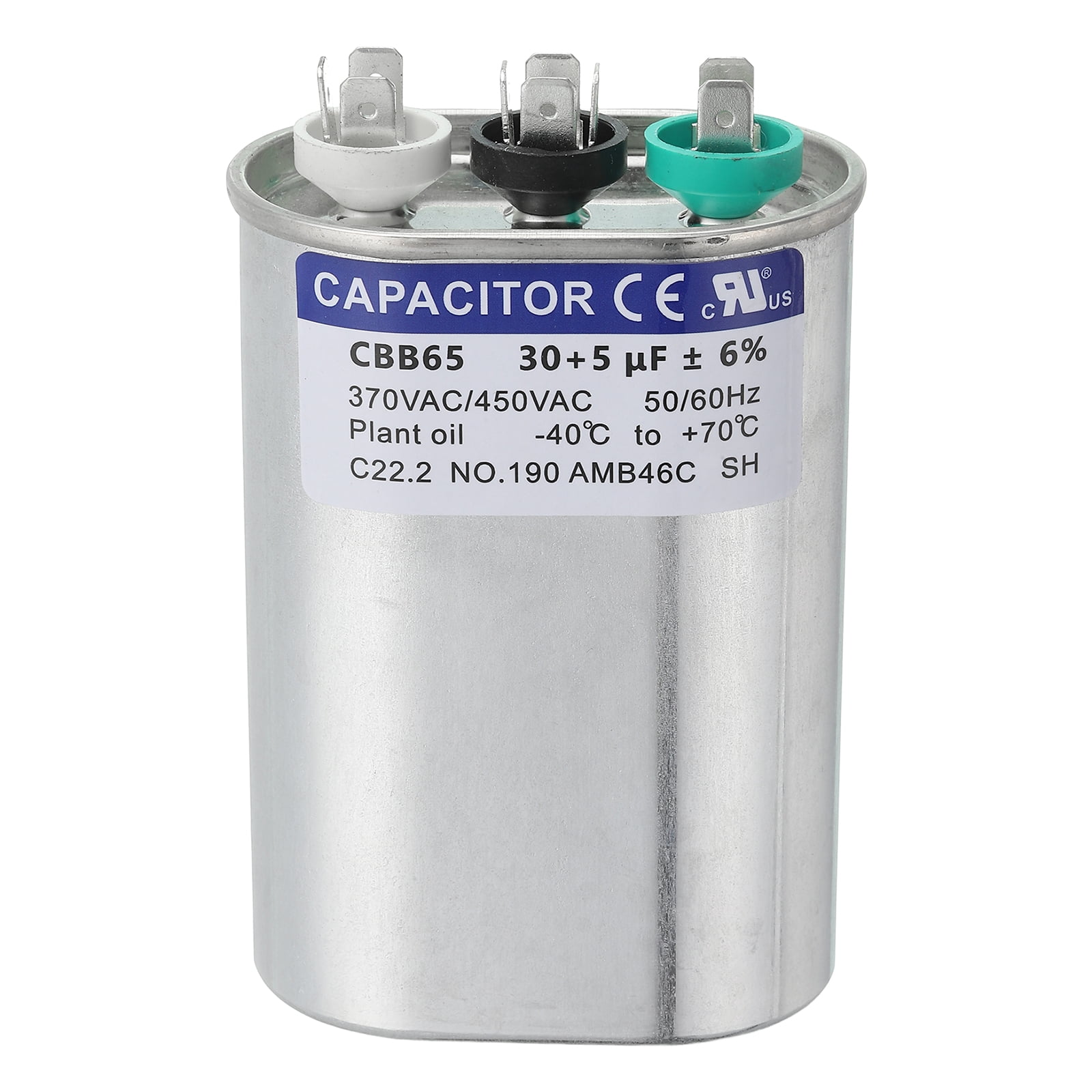 Uxcell CBB65 Capacitor, 30+5uF 370-440 VAC 50/60Hz Aluminium CBB65 Air Conditioner Motor ...