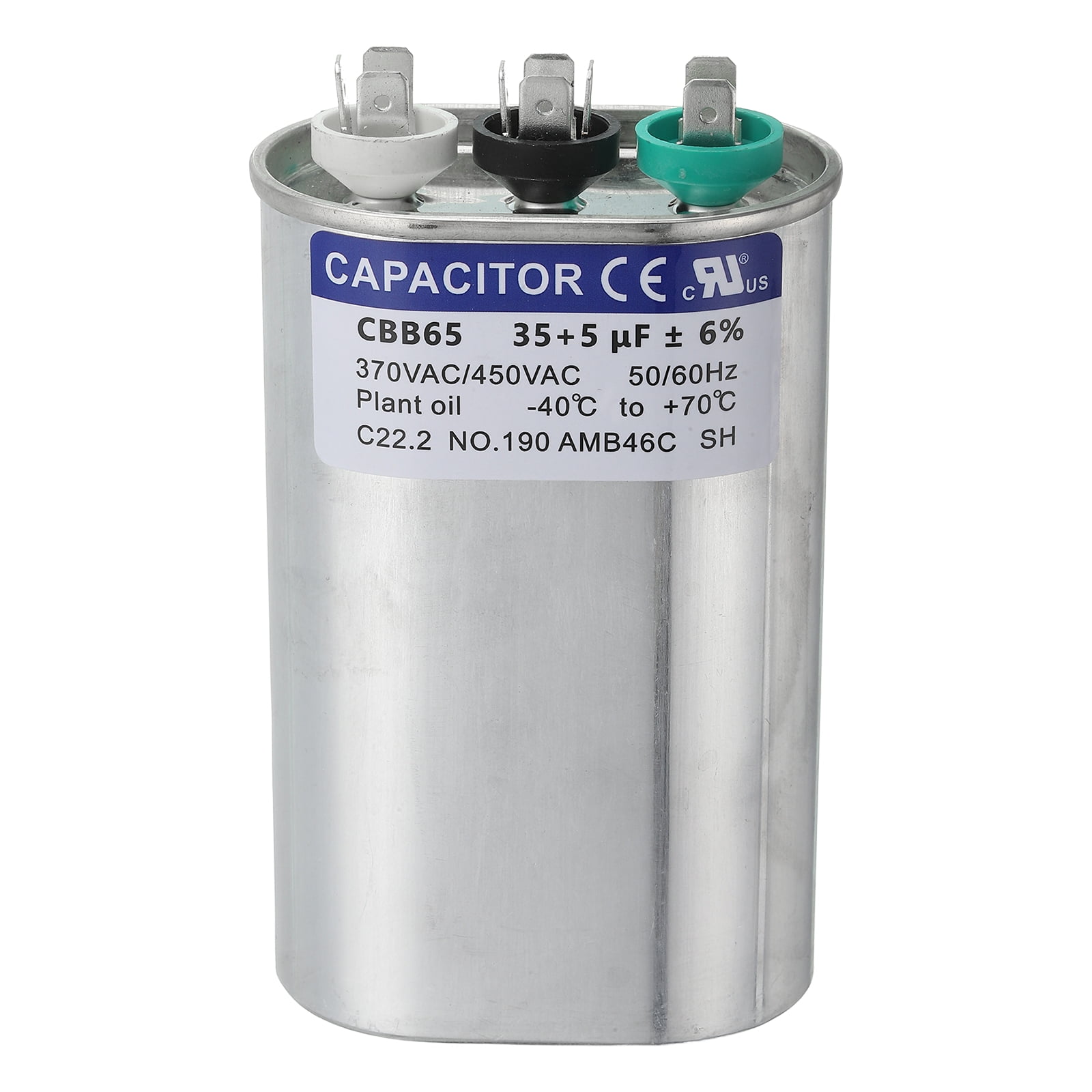 Uxcell CBB65 Capacitor, 35+5uF 370-440 VAC 50/60Hz Aluminium CBB65 Air Conditioner Motor ...