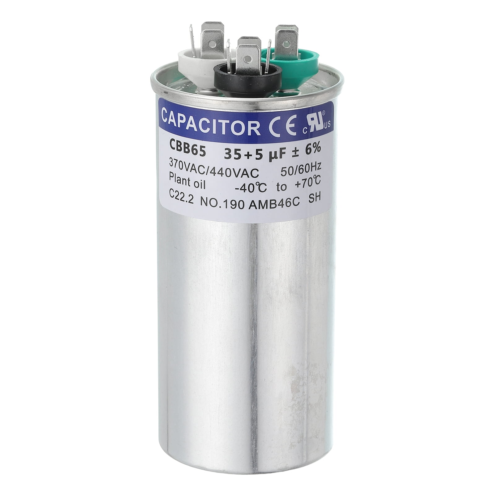 Uxcell CBB65 Capacitor, 35+5uF 370-440 VAC 50/60Hz Aluminium CBB65 Air Conditioner Motor ...