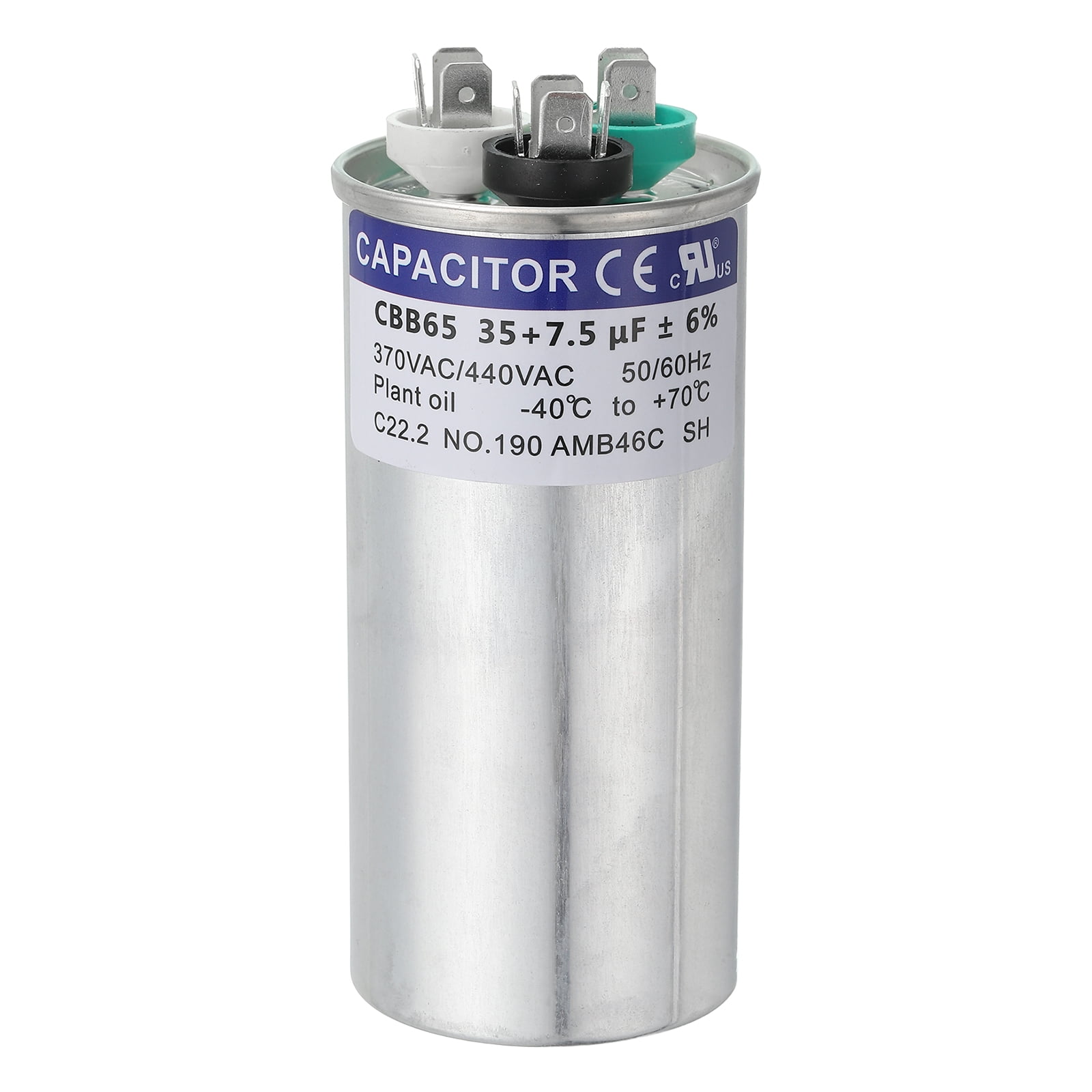 Uxcell CBB65 Capacitor, 35+7.5uF 370-440 VAC 50/60Hz Aluminium CBB65 Air Conditioner Motor ...