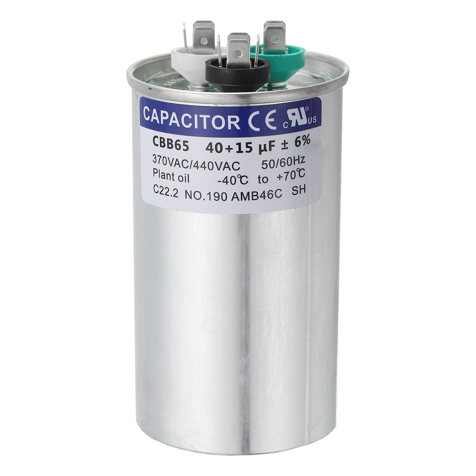 Uxcell CBB65 Capacitor, 40+15uF 370-440 VAC 50/60Hz Aluminium CBB65 Air ...