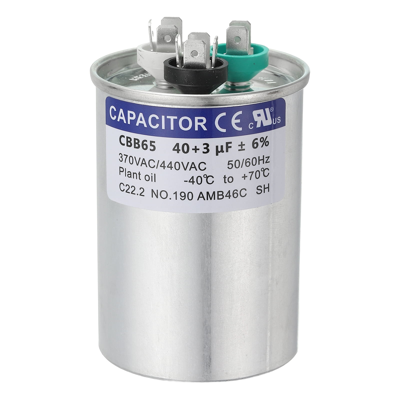 Uxcell CBB65 Capacitor, 40+3uF 370-440 VAC 50/60Hz Aluminium CBB65 Air ...