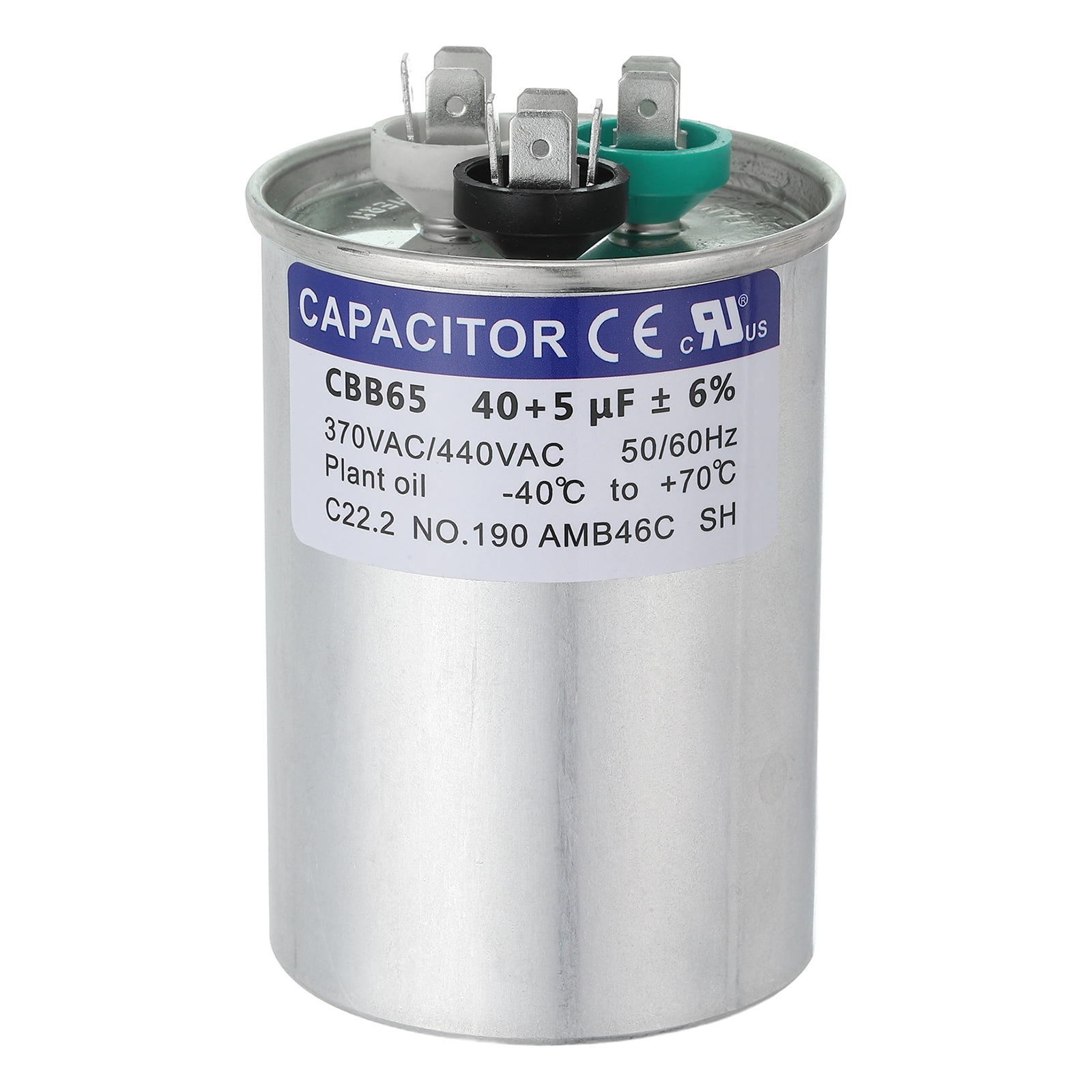 Uxcell CBB65 Capacitor, 40+5uF 370-440 VAC 50/60Hz Aluminium CBB65 Air ...