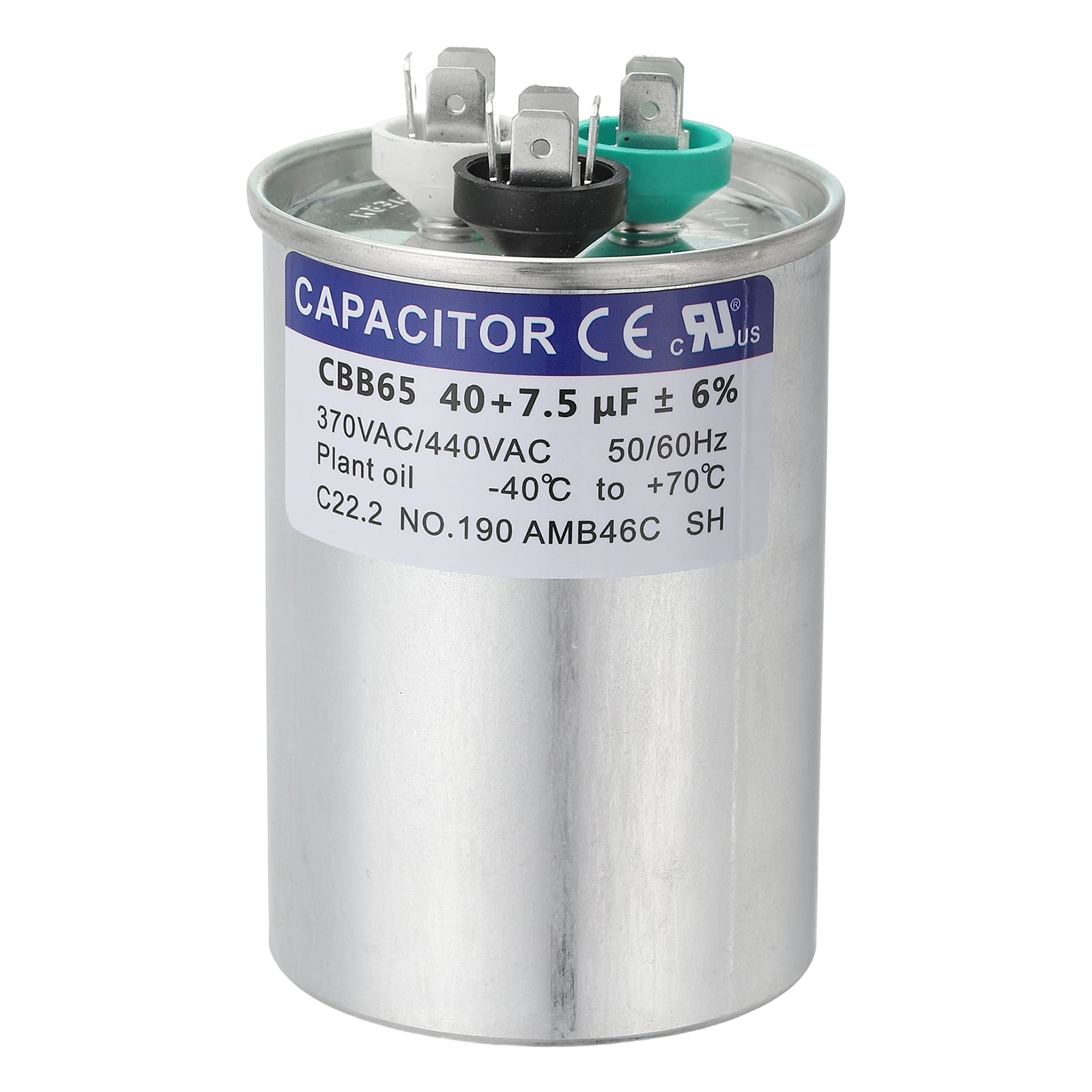 Uxcell CBB65 Capacitor, 40+7.5uF 370-440 VAC 50/60Hz Aluminium CBB65 Air Conditioner Motor ...