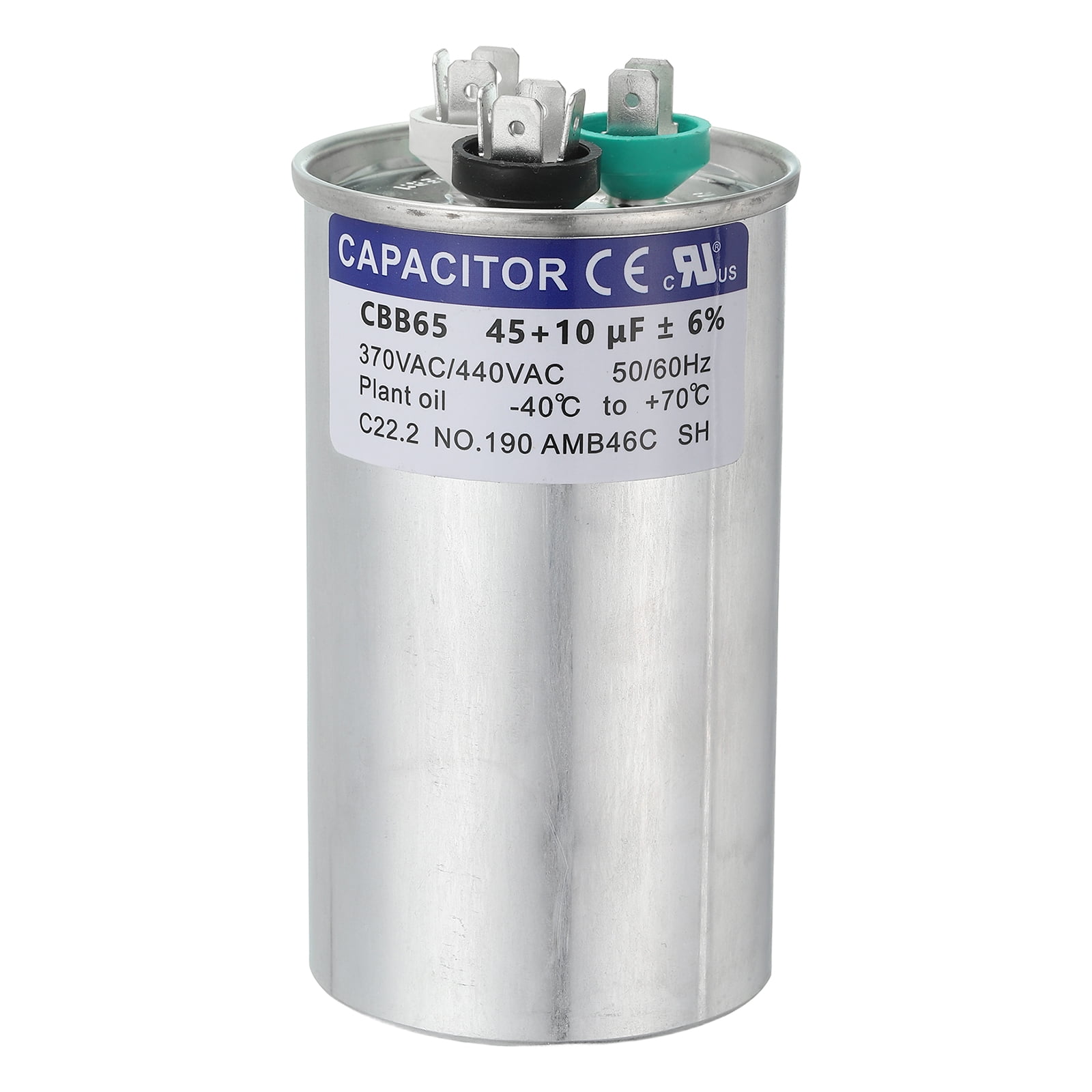 Uxcell CBB65 Capacitor, 45+10uF 370-440 VAC 50/60Hz Aluminium CBB65 Air Conditioner Motor ...