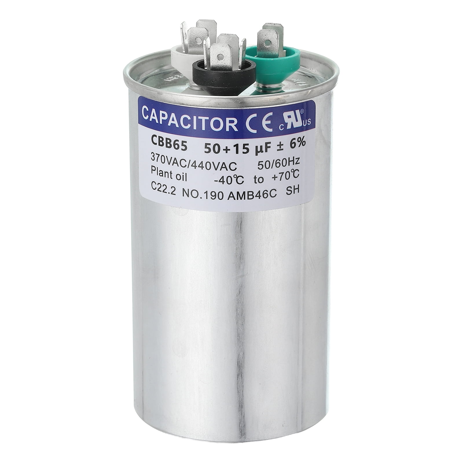 Uxcell CBB65 Capacitor, 50+15uF 370-440 VAC 50/60Hz Aluminium CBB65 Air Conditioner Motor ...