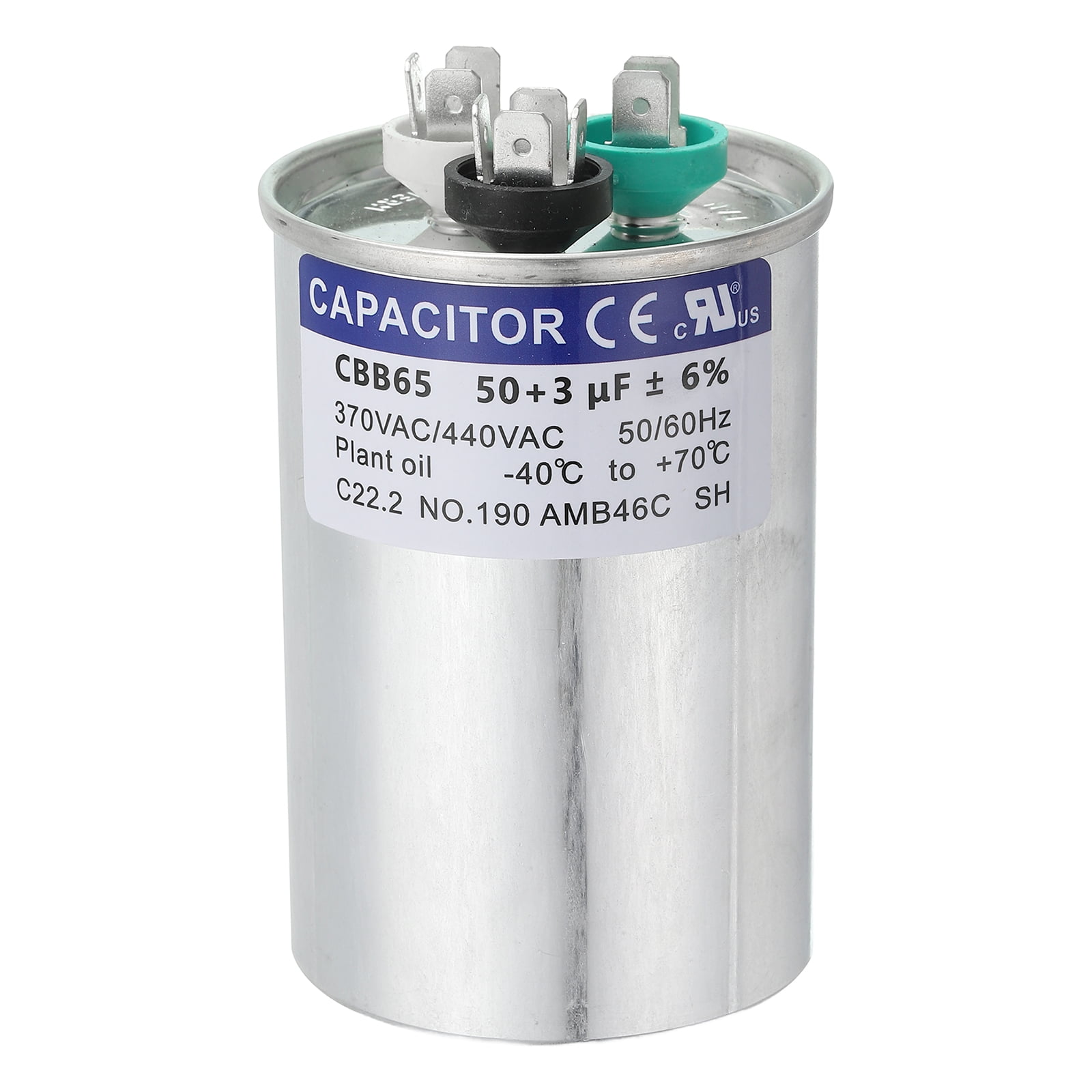 Uxcell CBB65 Capacitor, 50+3uF 370-440 VAC 50/60Hz Aluminium CBB65 Air Conditioner Motor ...