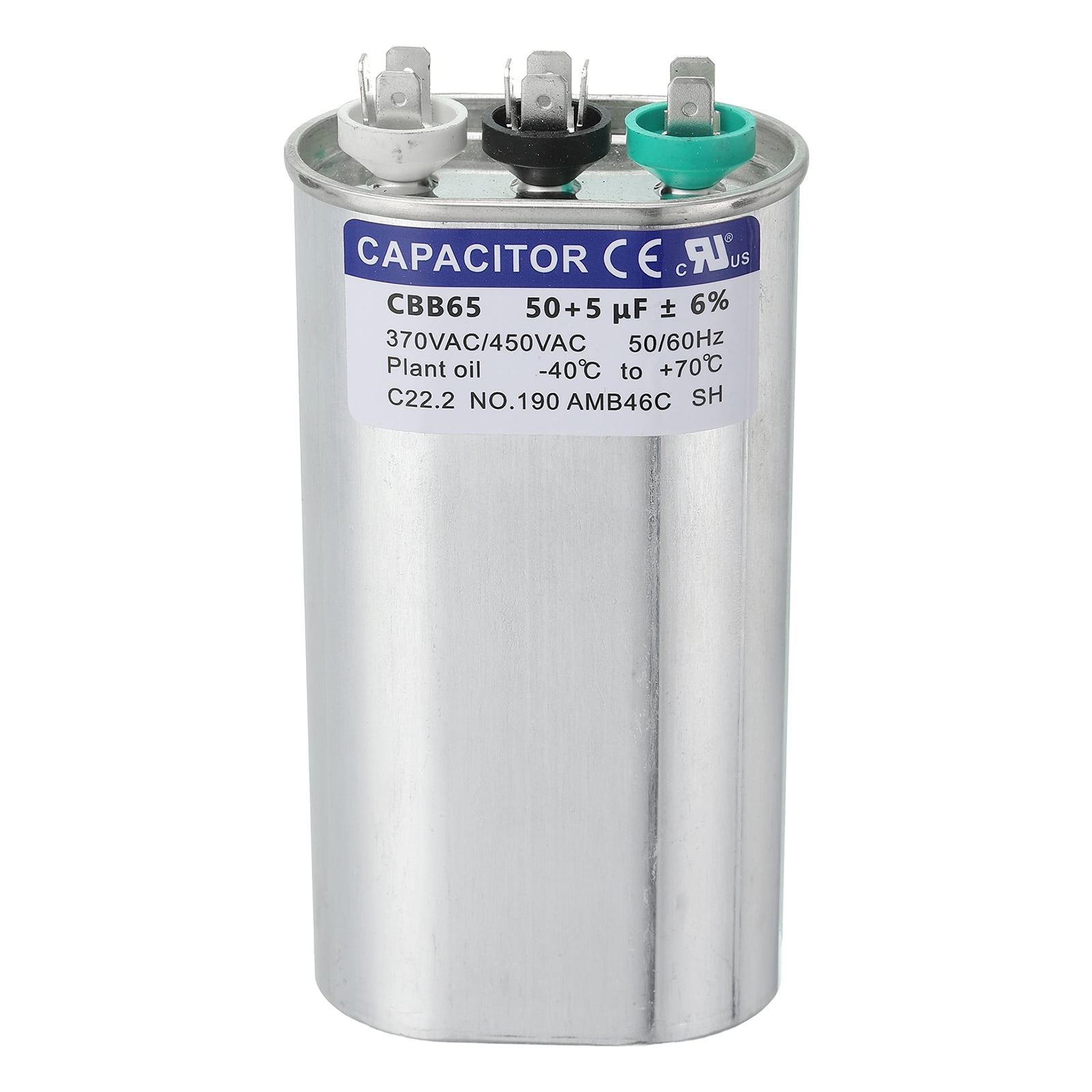 Uxcell CBB65 Capacitor, 50+5uF 370-440 VAC 50/60Hz Aluminium CBB65 Air Conditioner Motor ...