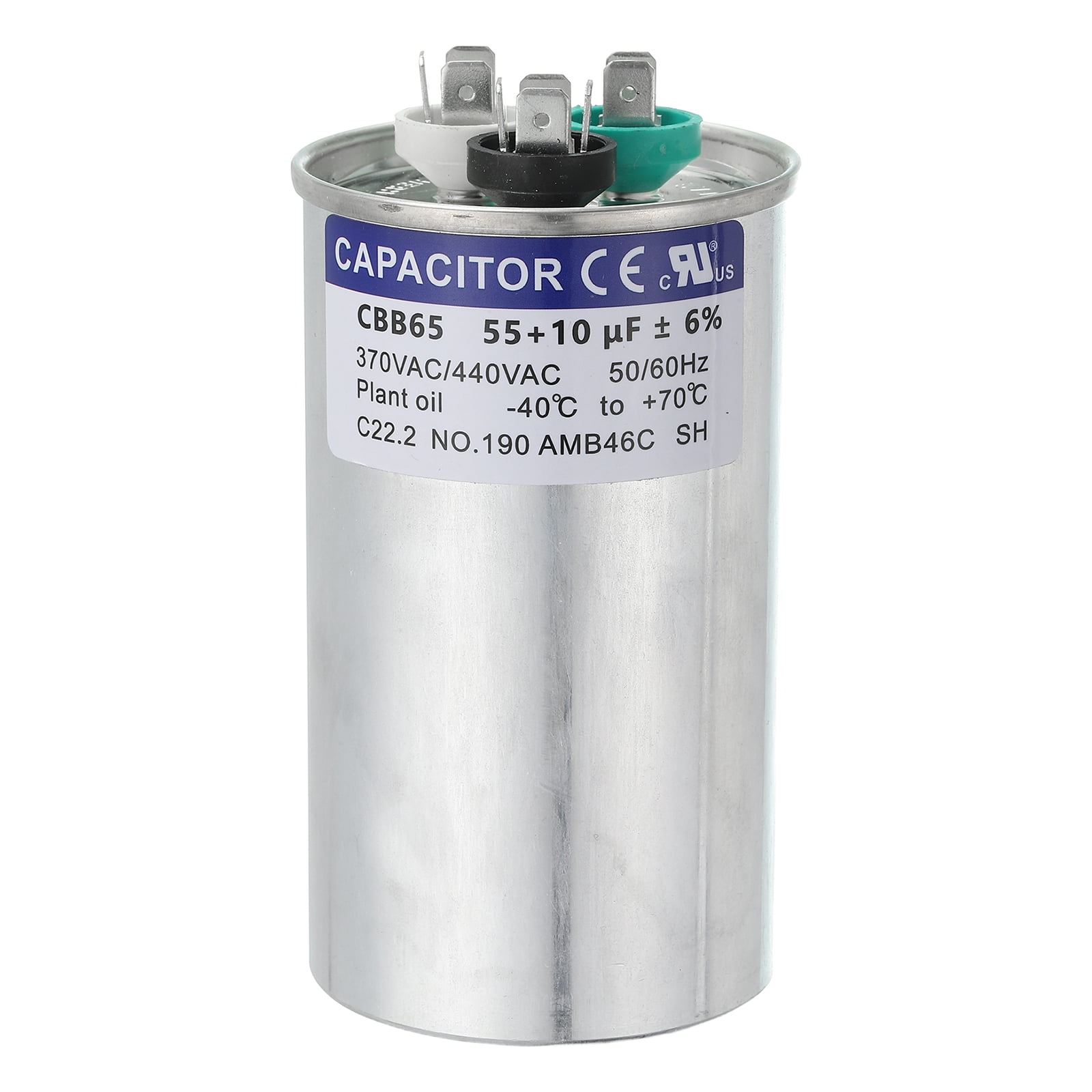 Uxcell CBB65 Capacitor, 55+10uF 370-440 VAC 50/60Hz Aluminium CBB65 Air Conditioner Motor ...