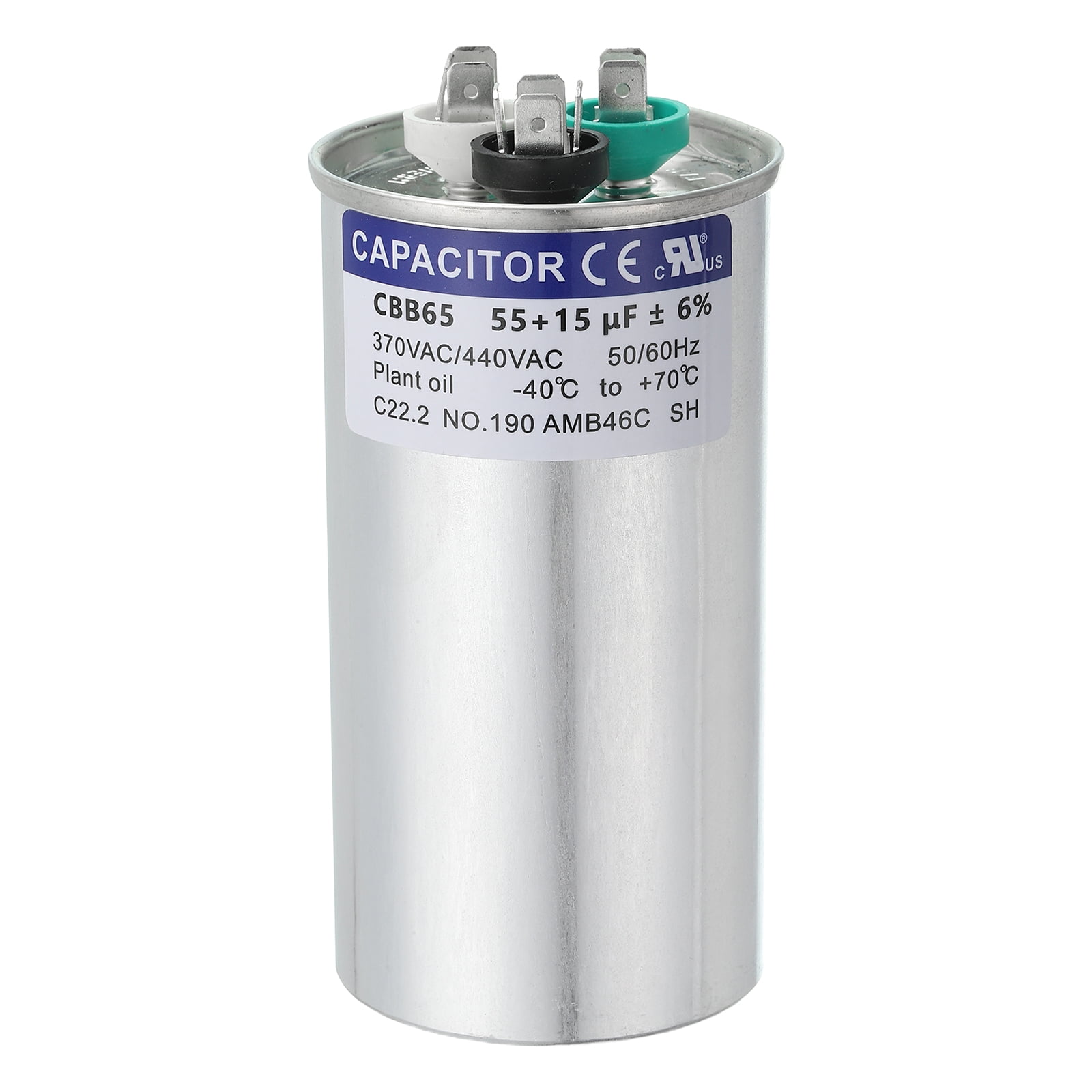Uxcell CBB65 Capacitor, 55+15uF 370-440 VAC 50/60Hz Aluminium CBB65 Air Conditioner Motor ...