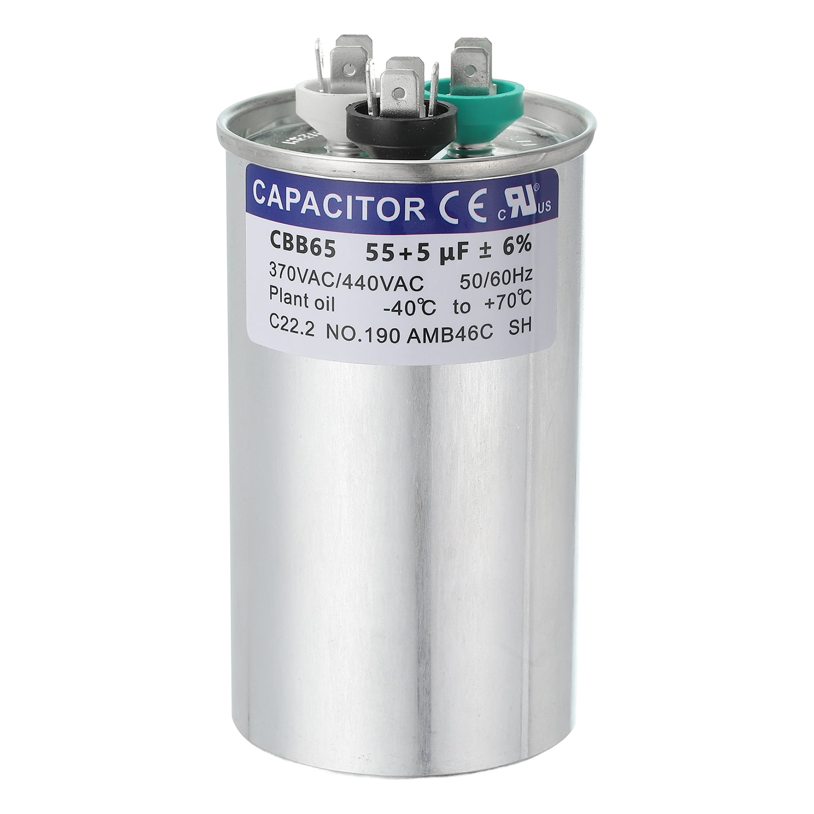 Uxcell CBB65 Capacitor, 55+5uF 370-440 VAC 50/60Hz Aluminium CBB65 Air ...