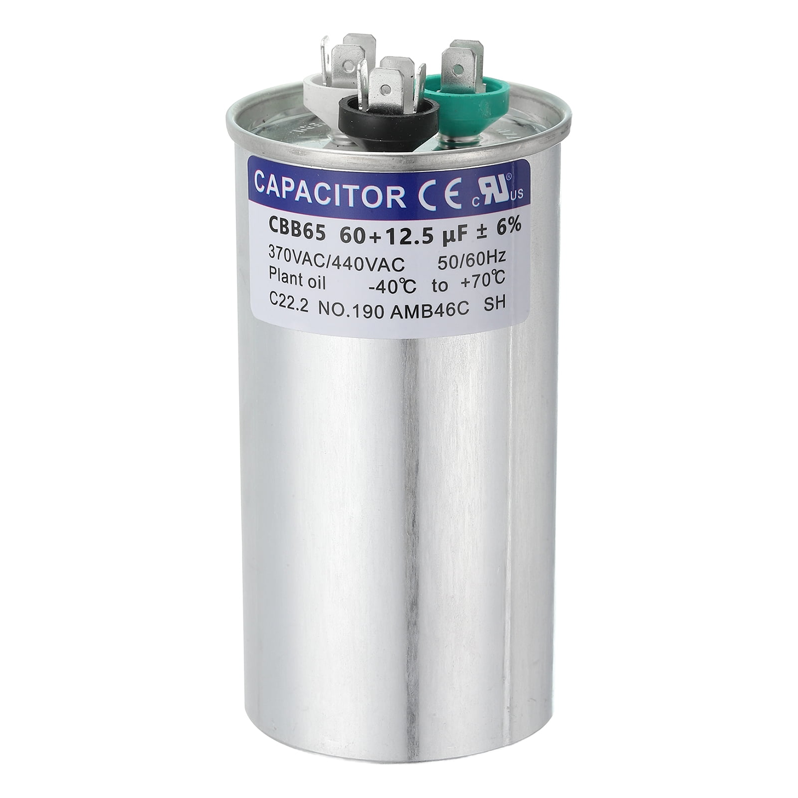 Uxcell CBB65 Capacitor, 60+12.5uF 370-440 VAC 50/60Hz Aluminium CBB65 Air Conditioner Motor ...