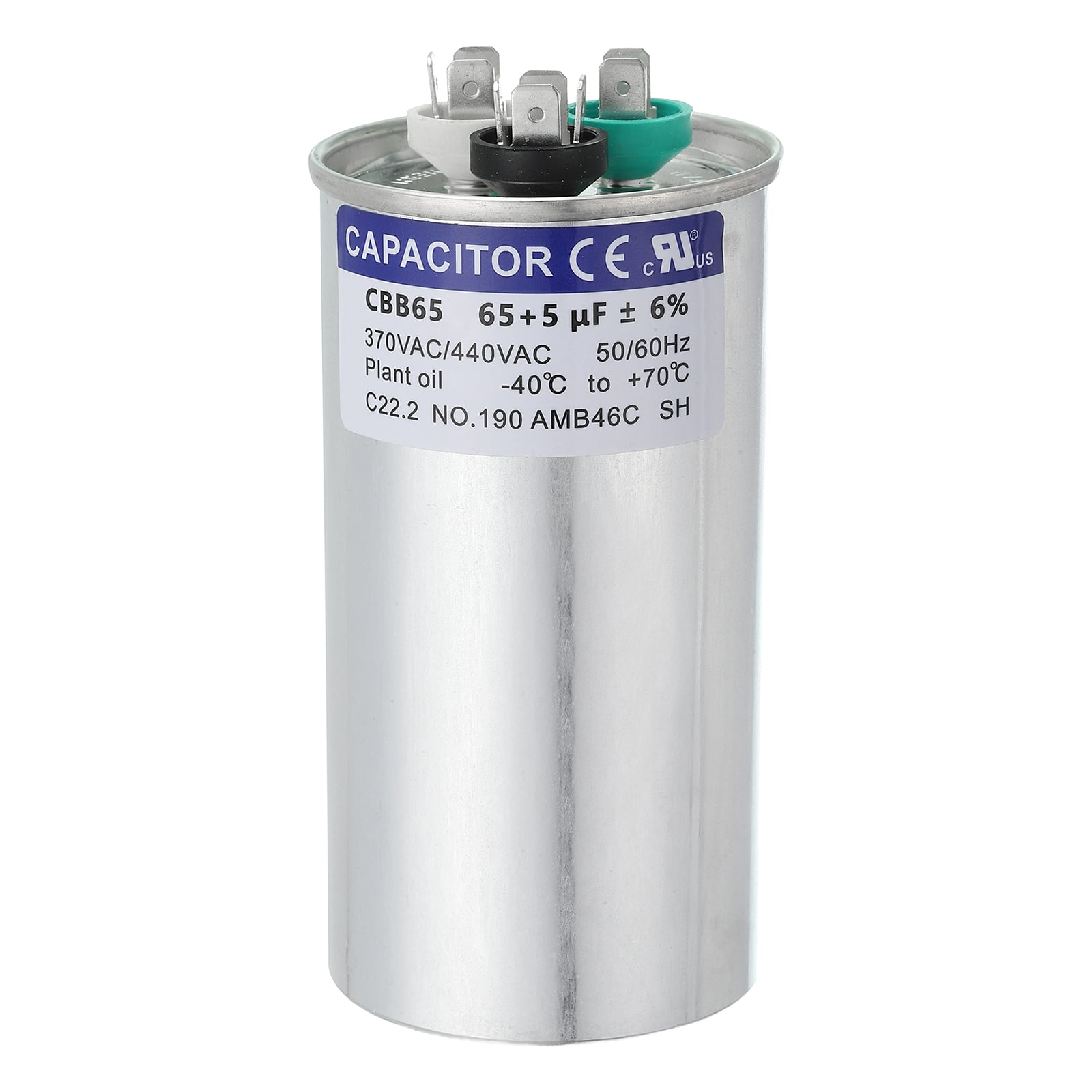 Uxcell CBB65 Capacitor, 65+5uF 370-440 VAC 50/60Hz Aluminium CBB65 Air Conditioner Motor ...