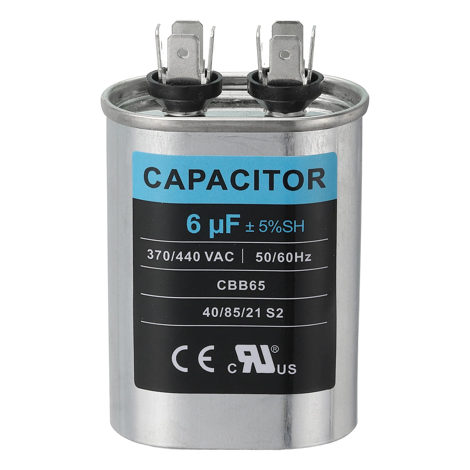 Uxcell CBB65 Capacitor, 6uF 370-440 VAC 50/60Hz Aluminium CBB65 Air Conditioner Motor Starting ...