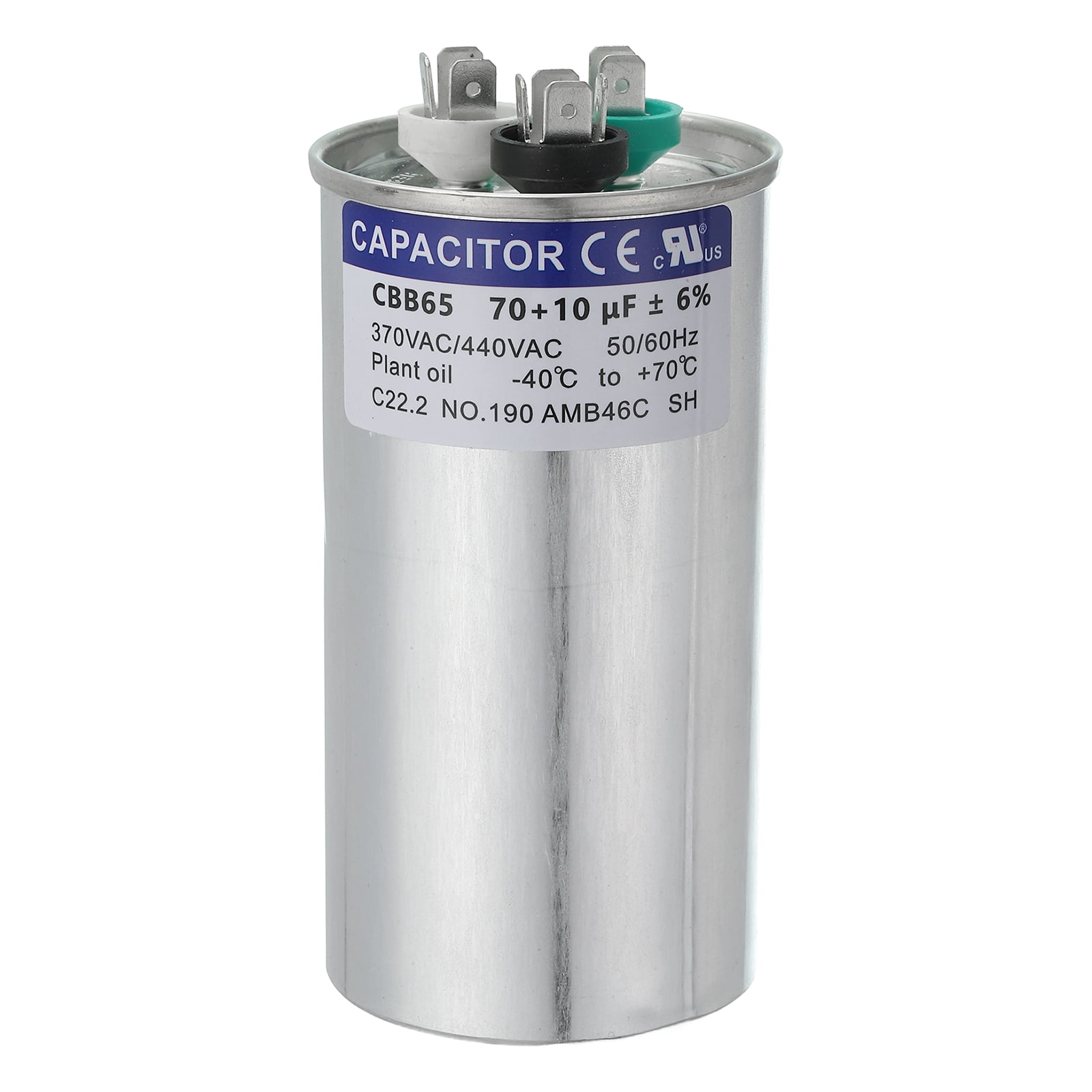 Uxcell CBB65 Capacitor, 70+10uF 370-440 VAC 50/60Hz Aluminium CBB65 Air Conditioner Motor ...