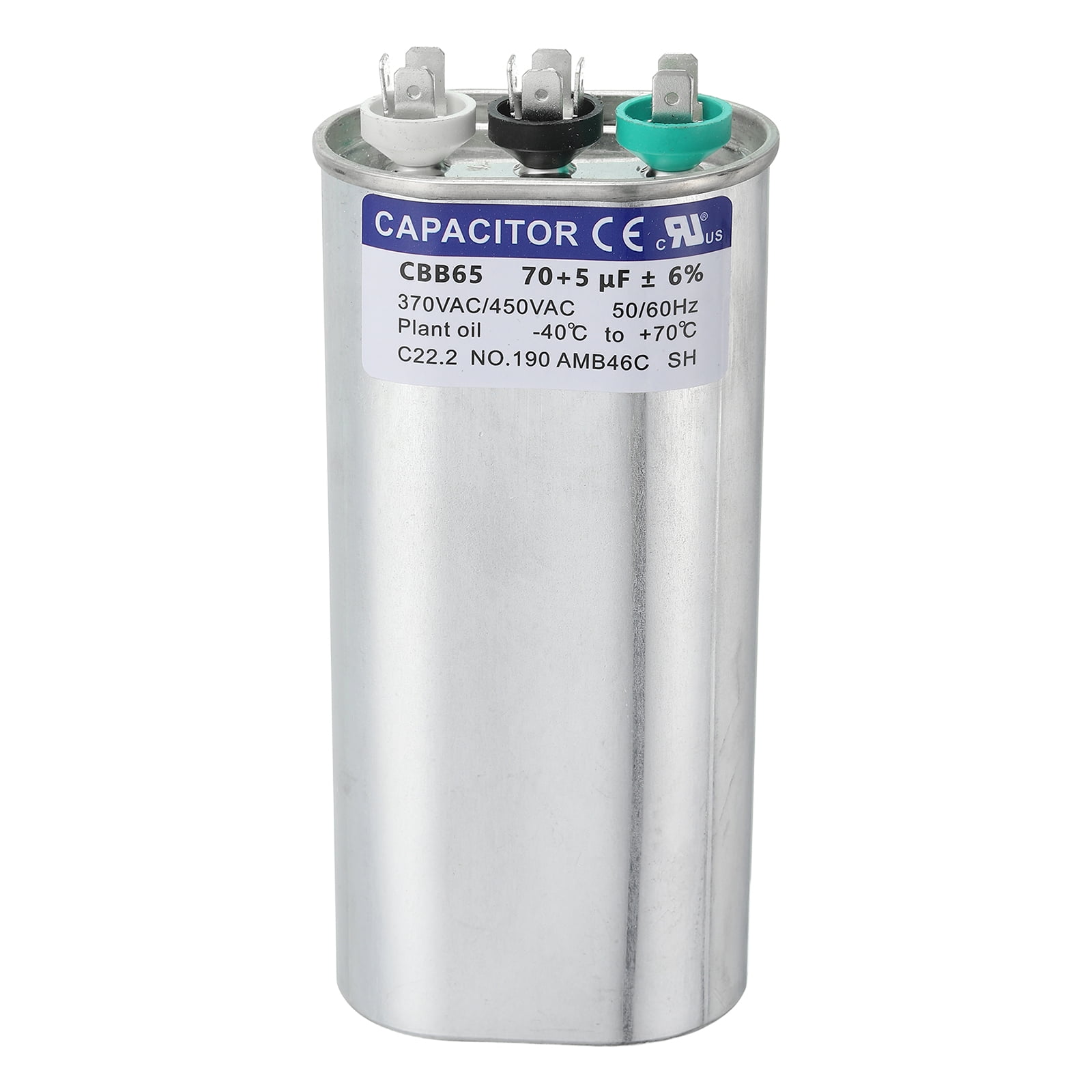 Uxcell CBB65 Capacitor, 70+5uF 370-440 VAC 50/60Hz Aluminium CBB65 Air ...