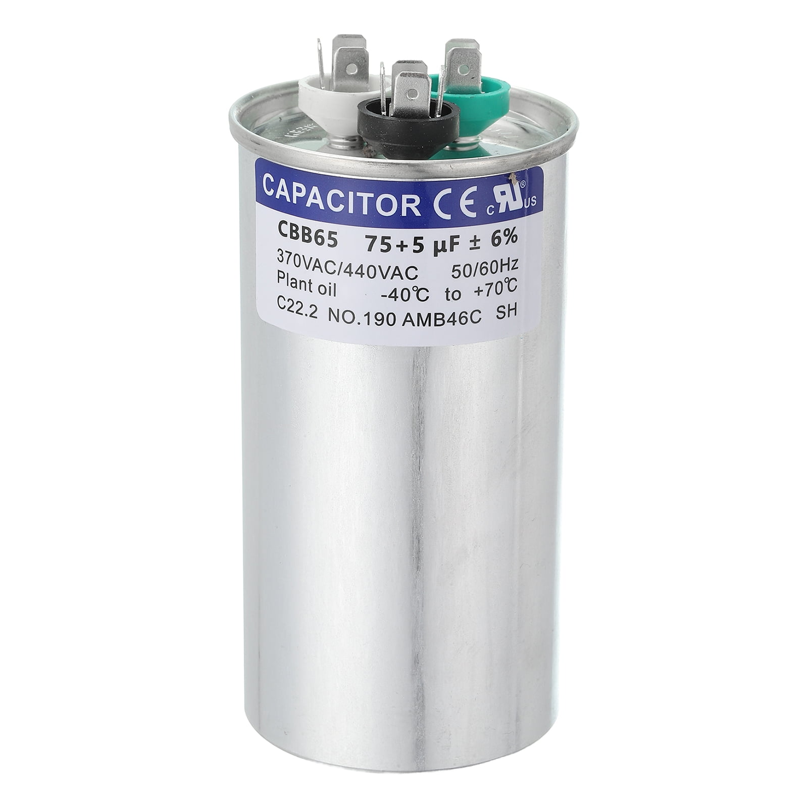 Uxcell CBB65 Capacitor, 75+5uF 370-440 VAC 50/60Hz Aluminium CBB65 Air Conditioner Motor ...