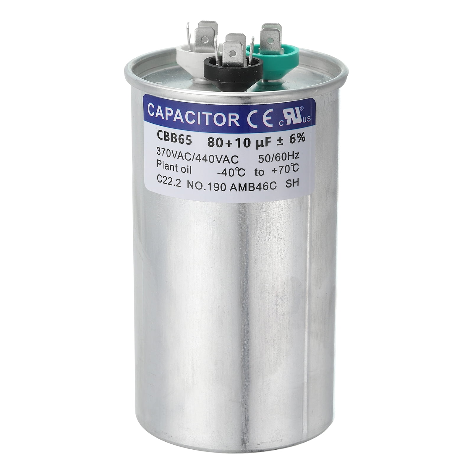 Uxcell CBB65 Capacitor, 80+10uF 370-440 VAC 50/60Hz Aluminium CBB65 Air Conditioner Motor ...