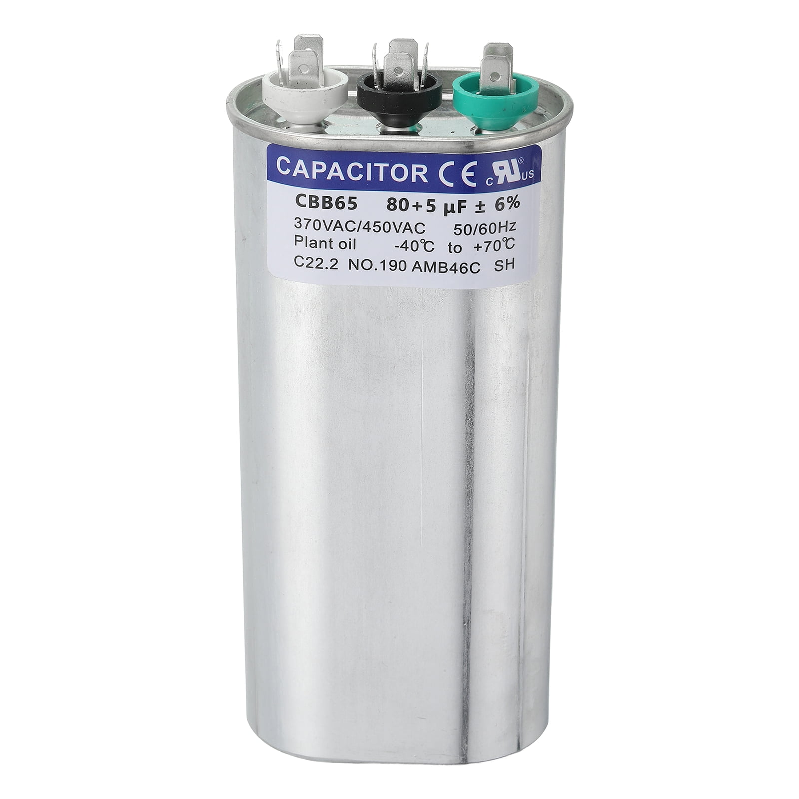 Uxcell CBB65 Capacitor, 80+5uF 370-440 VAC 50/60Hz Aluminium CBB65 Air Conditioner Motor ...