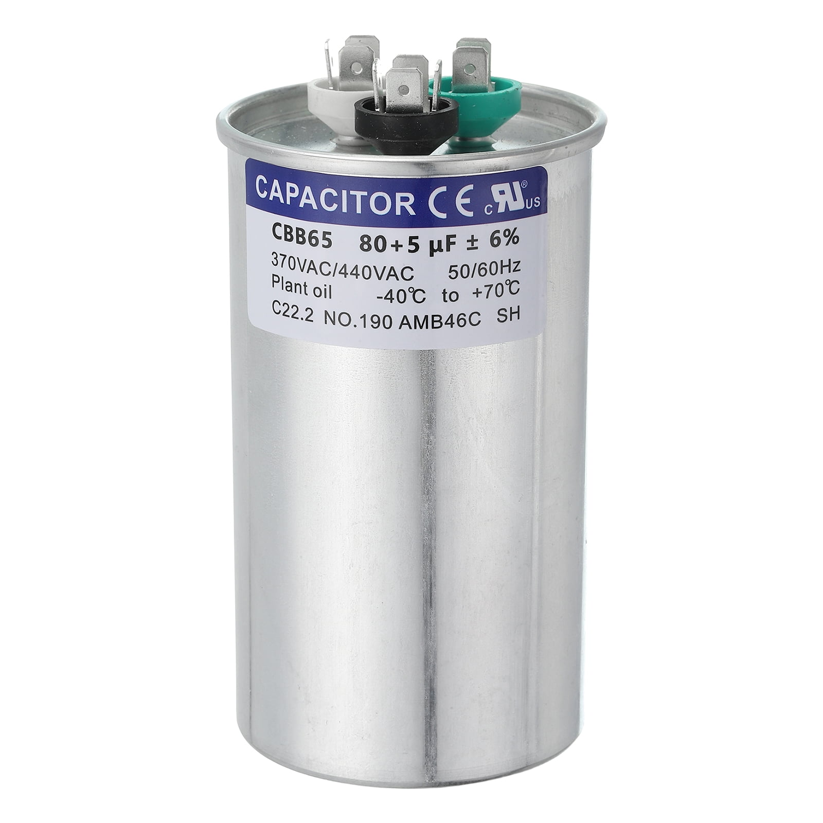 Uxcell CBB65 Capacitor, 80+5uF 370-440 VAC 50/60Hz Aluminium CBB65 Air Conditioner Motor ...