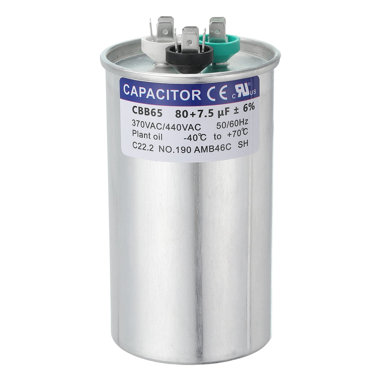 Uxcell CBB65 Capacitor, 80+7.5uF 370-440 VAC 50/60Hz Aluminium CBB65 Air Conditioner Motor ...