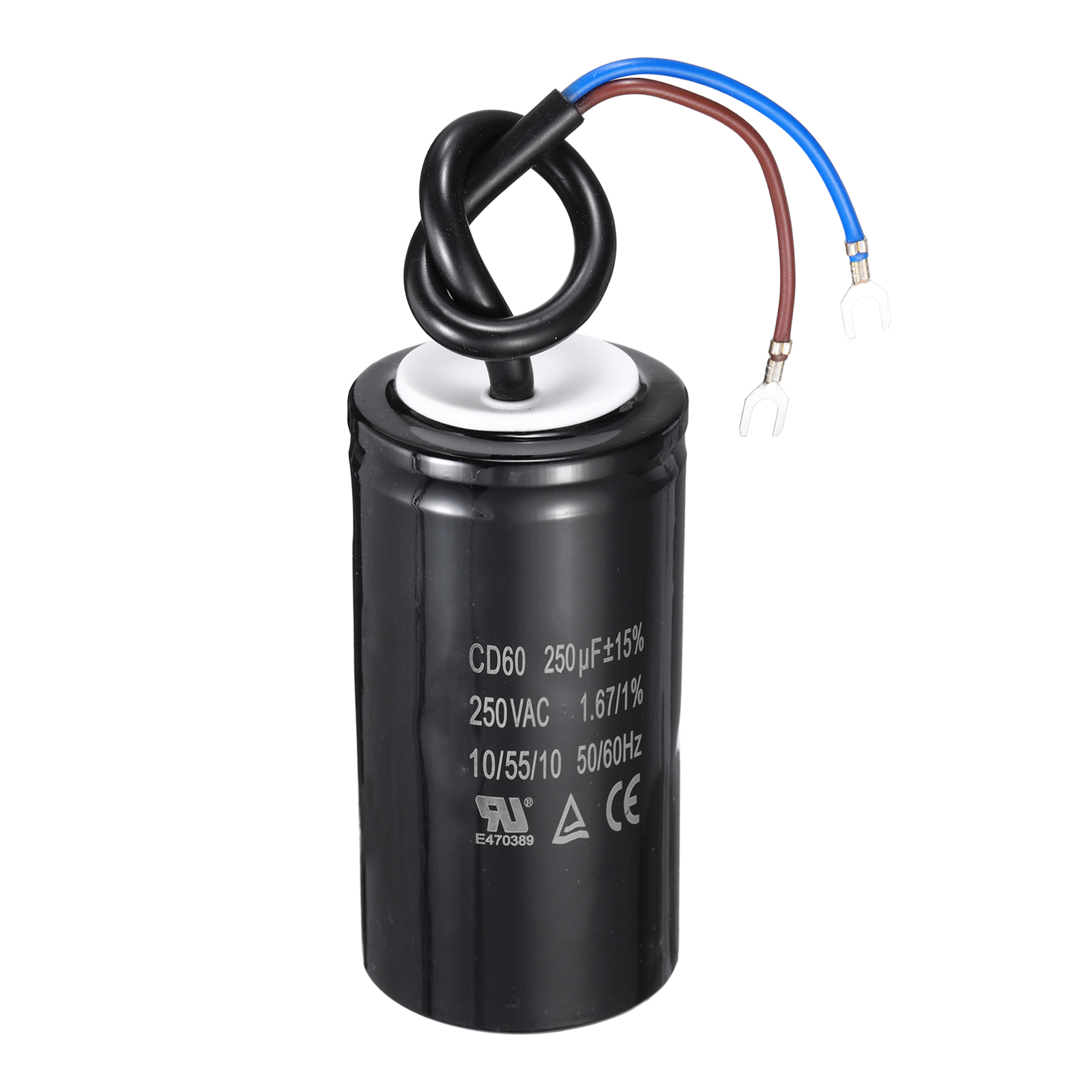 Uxcell CD60 Run Capacitor, 250uF 250VAC 50/60Hz 2 Wires CD60 Motor ...