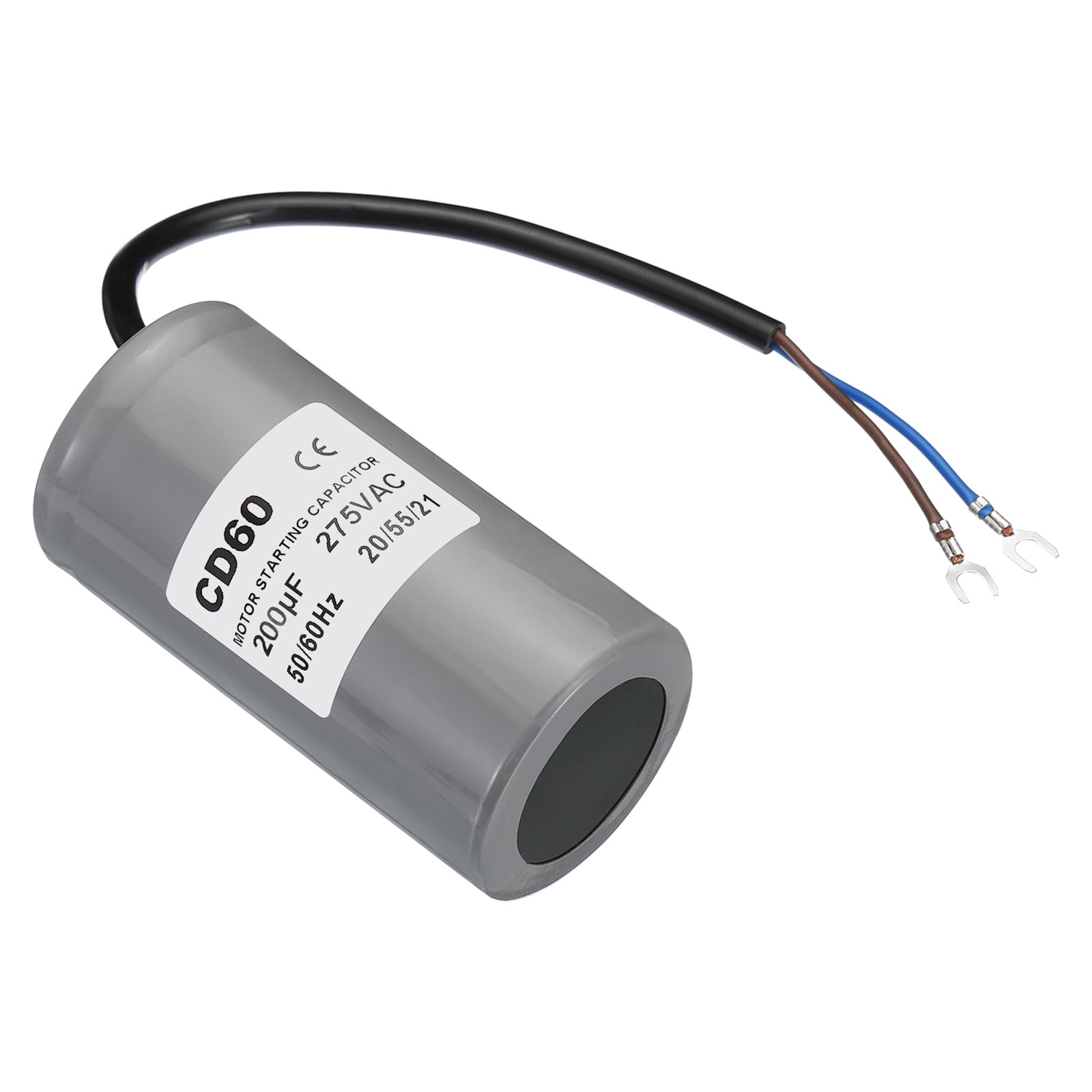 Uxcell CD60 Running Capacitor 200uF 275V 2 Wires 50/60Hz 100x50mm Motor ...