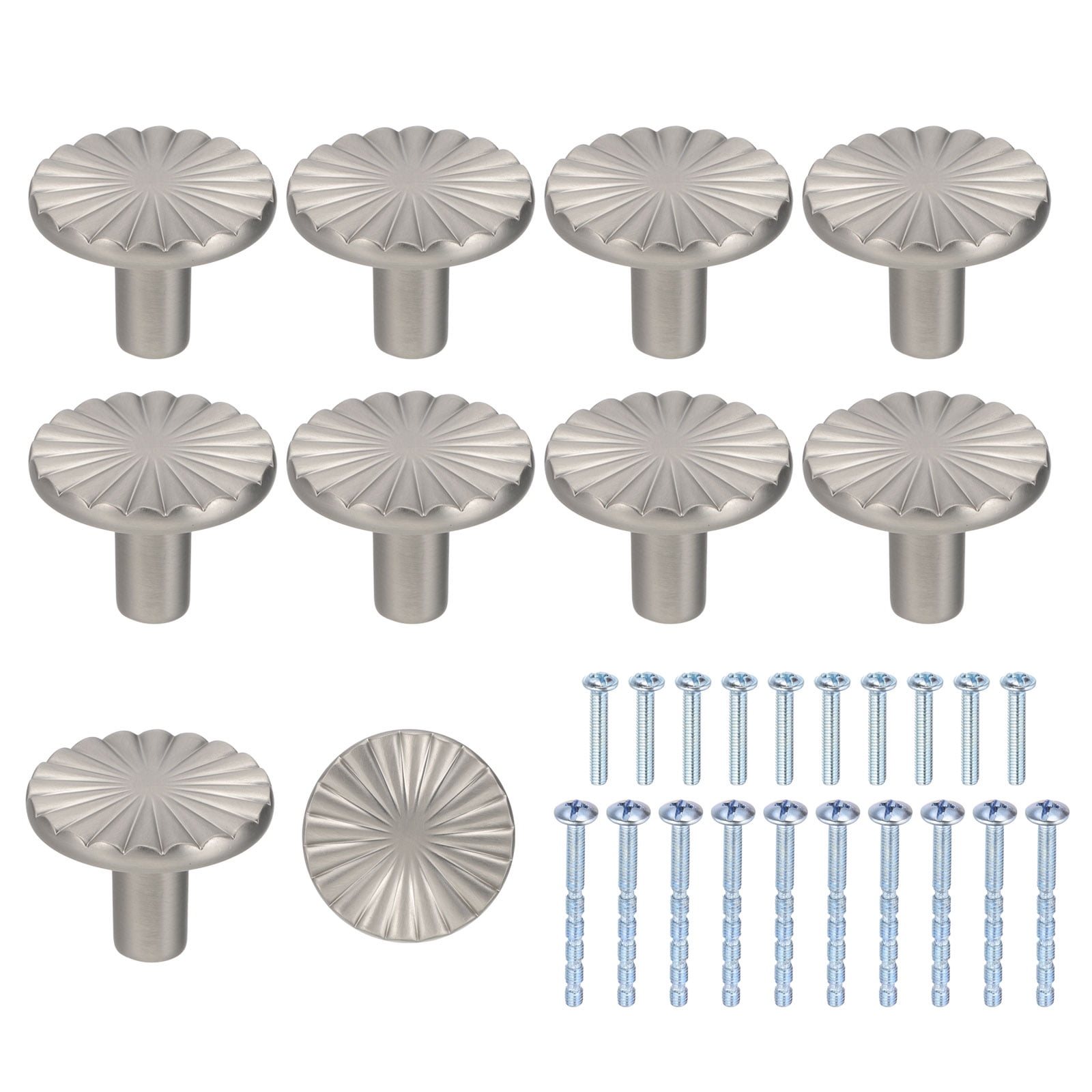 Uxcell Cabinet Knobs 10 Pcs Modern Round Drawer Pulls Zinc Alloy Silver ...