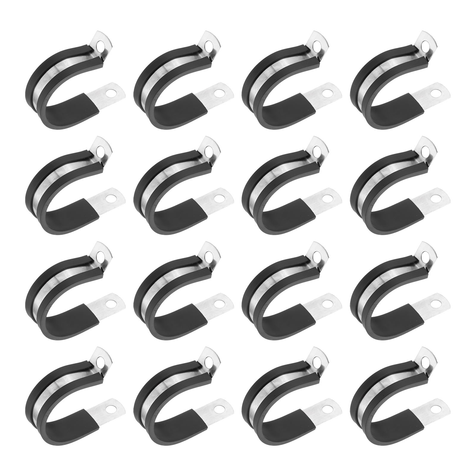 Uxcell Cable Clamp, Stainless Steel Rubber Cushioned Insulated Pipe ...