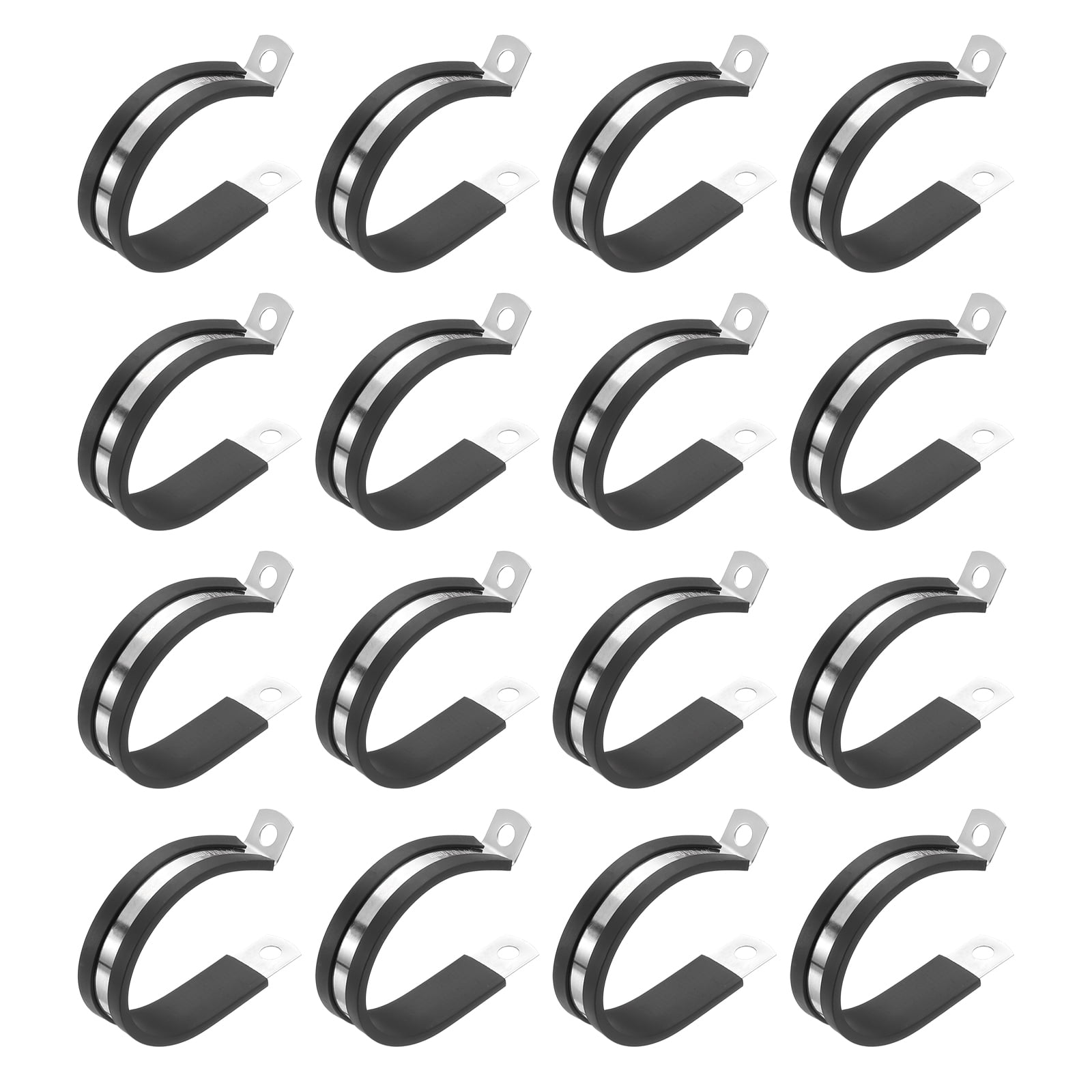 Uxcell Cable Clamp, Stainless Steel Rubber Cushioned Insulated Pipe ...