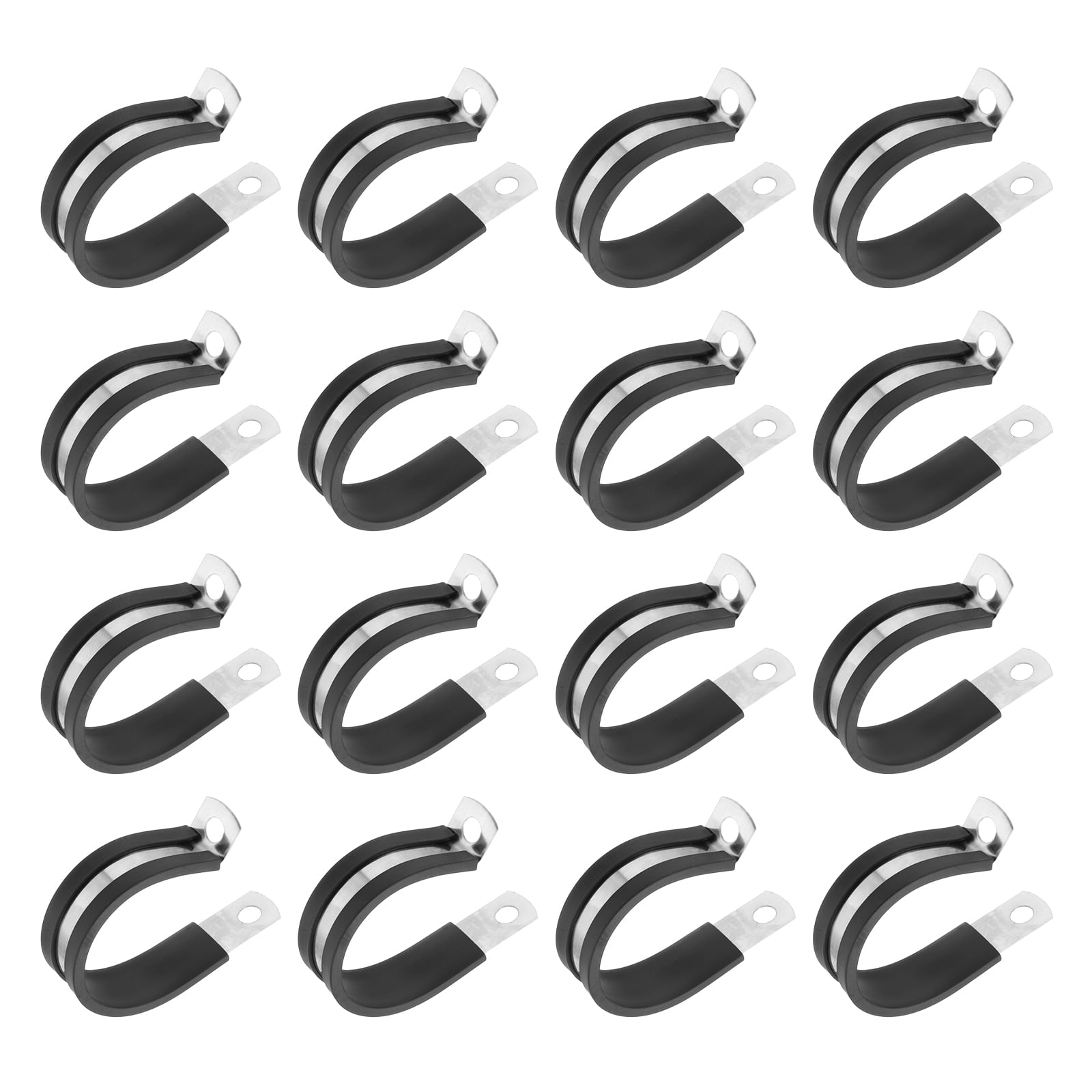 Uxcell Cable Clamp, Stainless Steel Rubber Cushioned Insulated Pipe ...