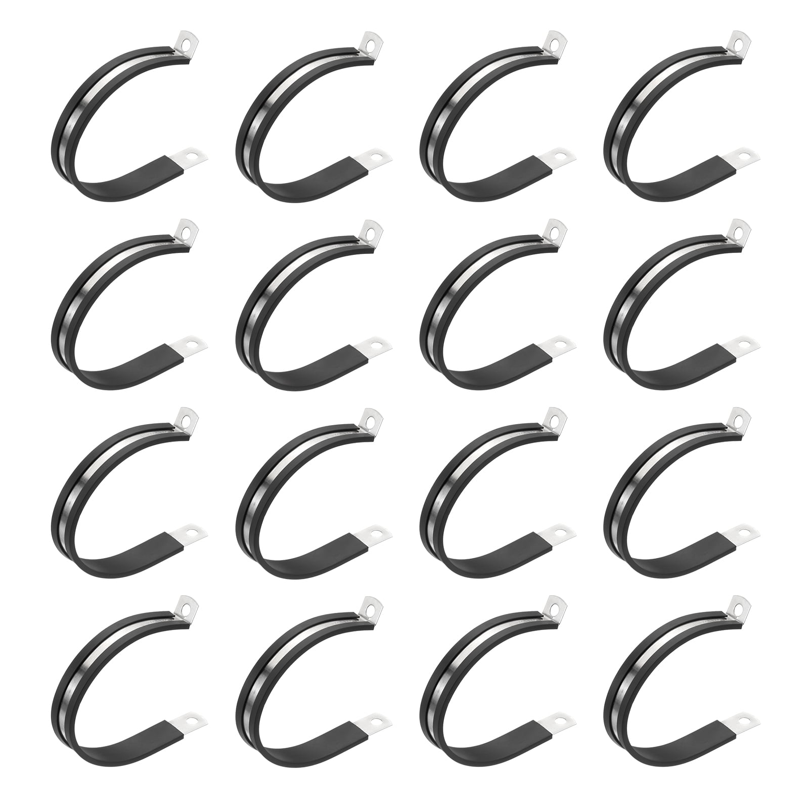 Uxcell Cable Clamp, Stainless Steel Rubber Cushioned Insulated Pipe ...